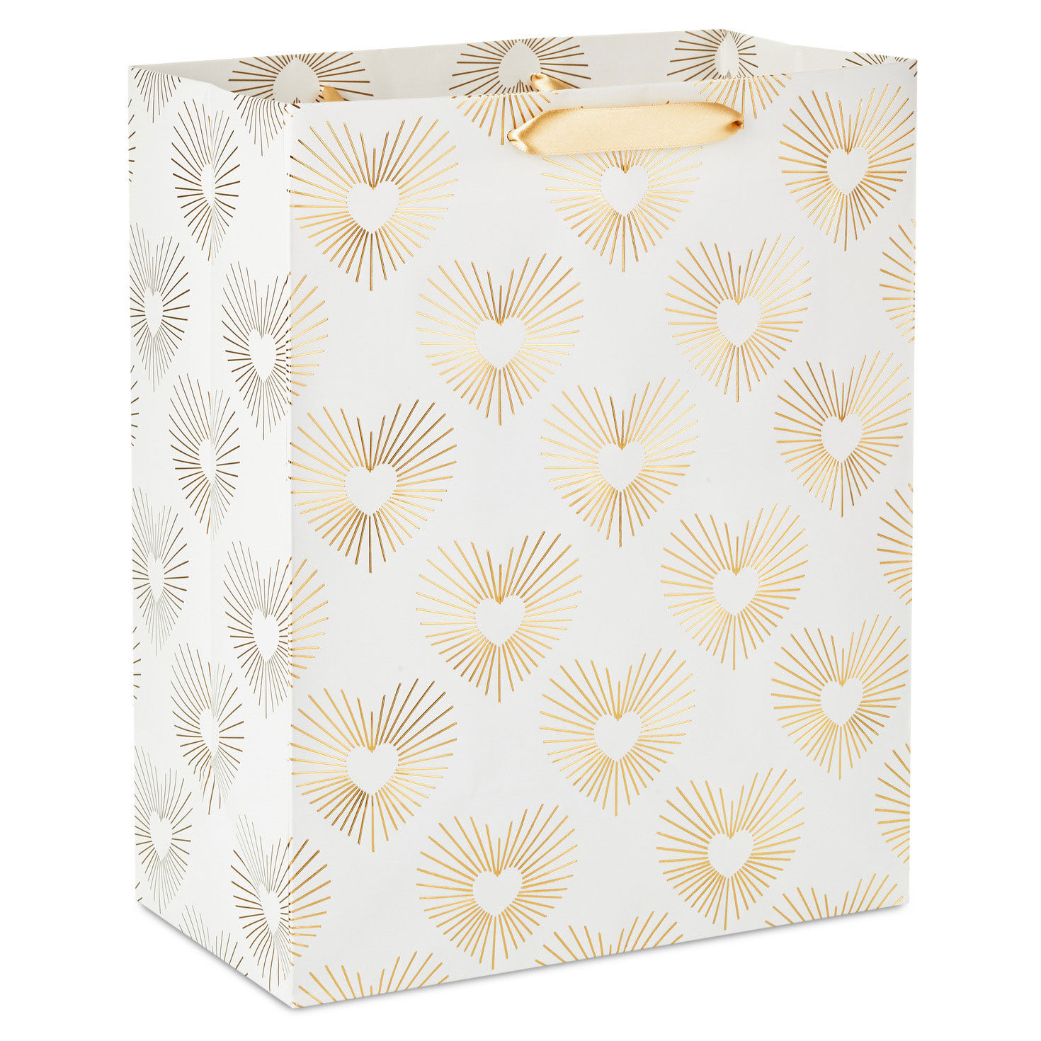 13" Gold Hearts on White Large Gift Bag - Gift Bags | Hallmark