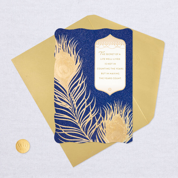Peacock Feathers Make The Years Count Birthday Card Greeting Cards