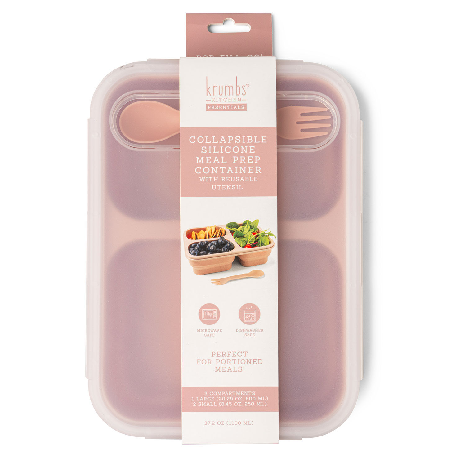 Krumbs Kitchen Mauve Collapsible Silicone Meal Prep Container - Kitchen ...