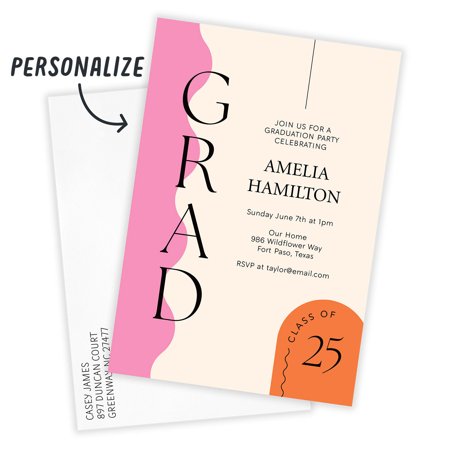 Pink Wave Grad Class of 25 Graduation Invitation - Invitations | Hallmark