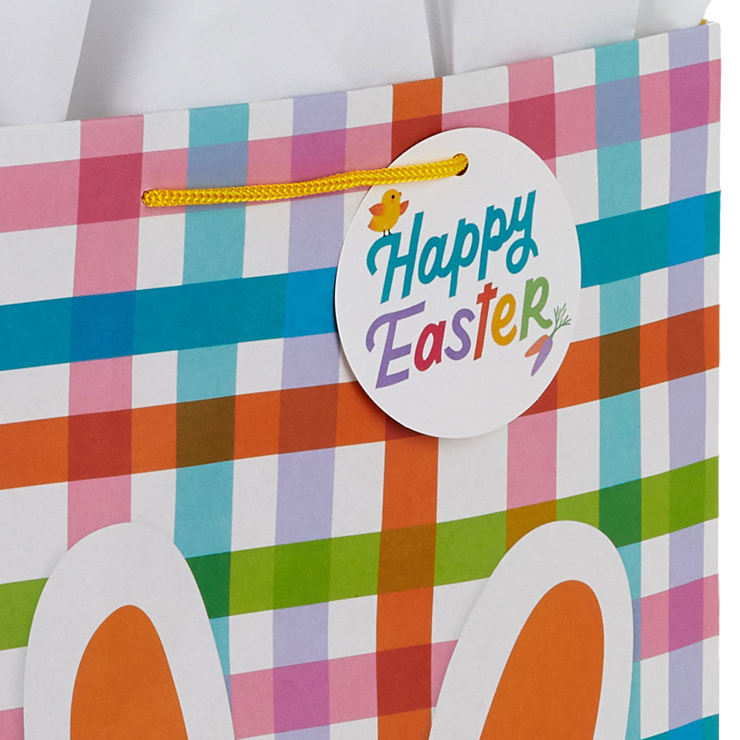 17" Bunny on Plaid Extra-Large Easter Gift Bag With Tissue Paper - Gift ...