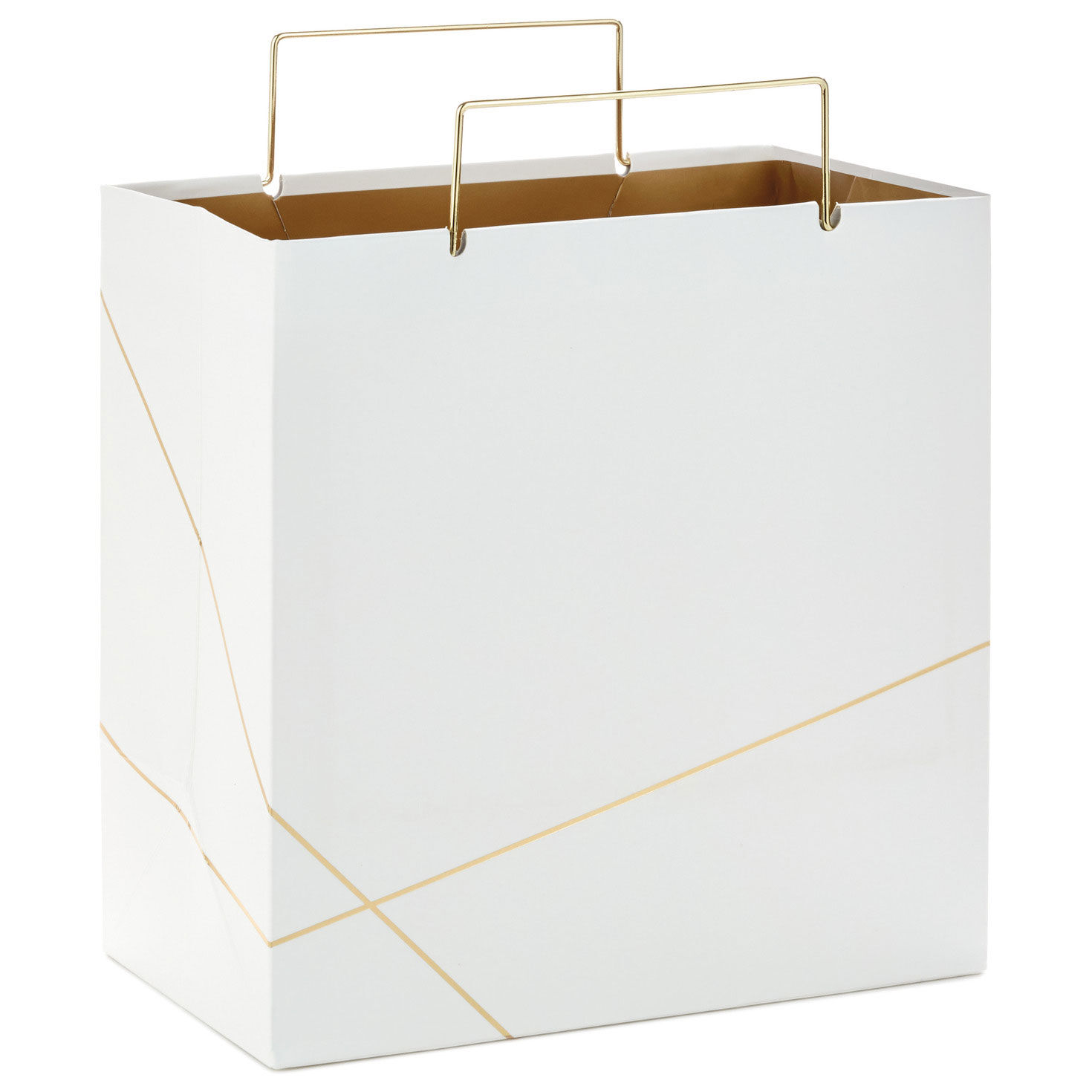 White With Gold Medium Square Gift Bag 7.7 Gift Bags Hallmark