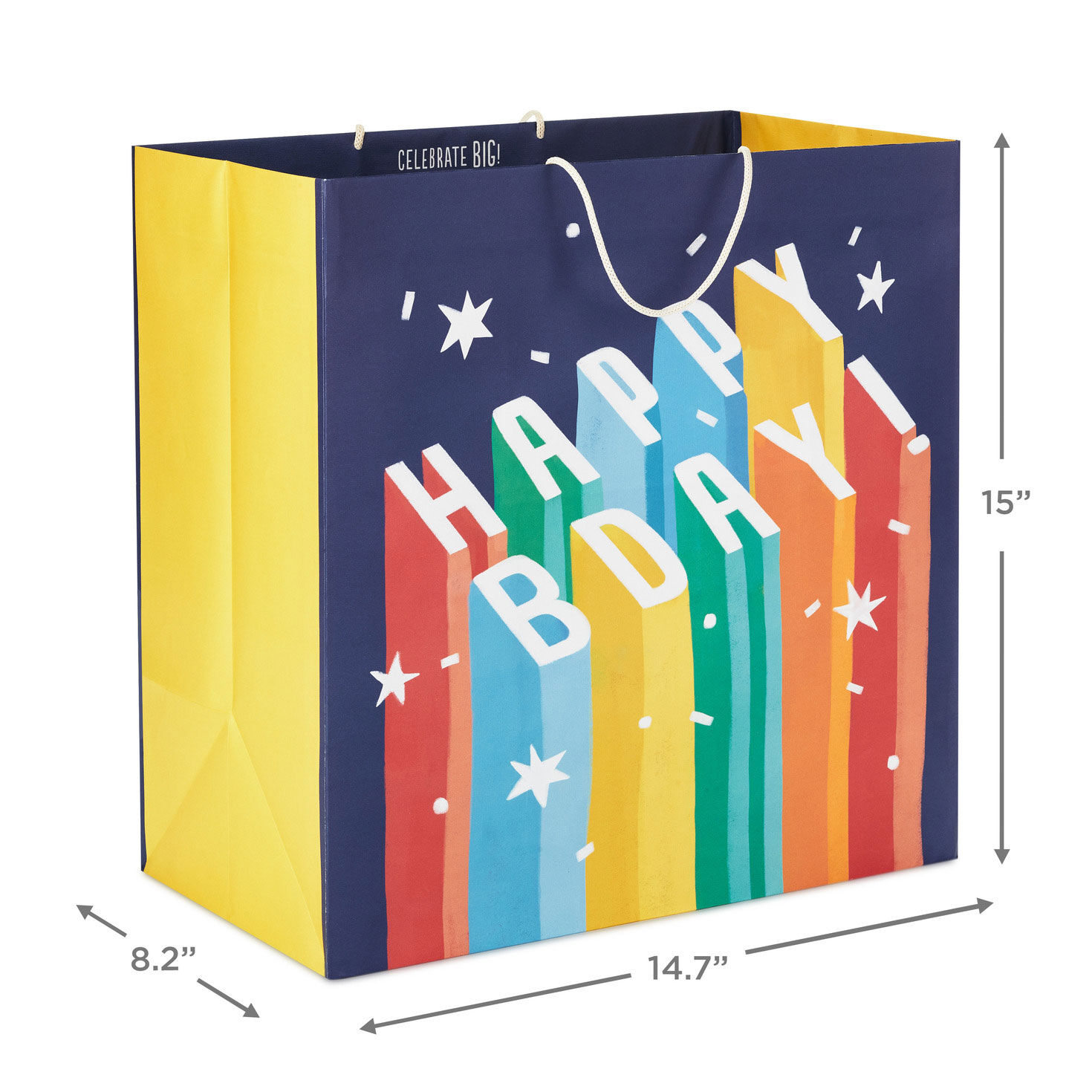 15" Uplifted Lettering Extra-Deep Birthday Gift Bag - Gift Bags | Hallmark