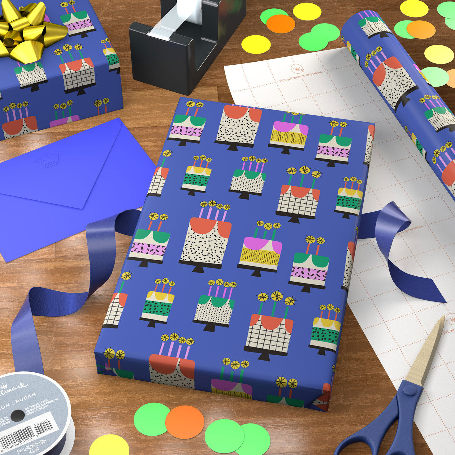 Vanilla-Scented Birthday Cakes Wrapping Paper Roll, 15 sq. ft ...