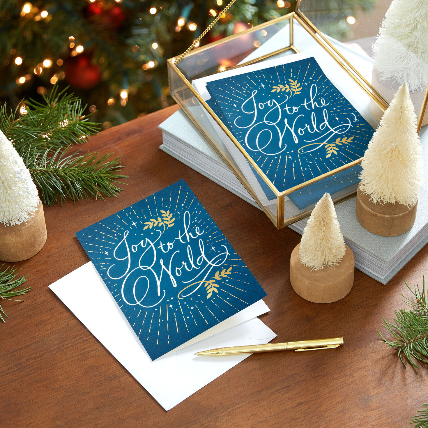Joy to the World on Blue Boxed Christmas Cards, Pack of 40 - Boxed ...