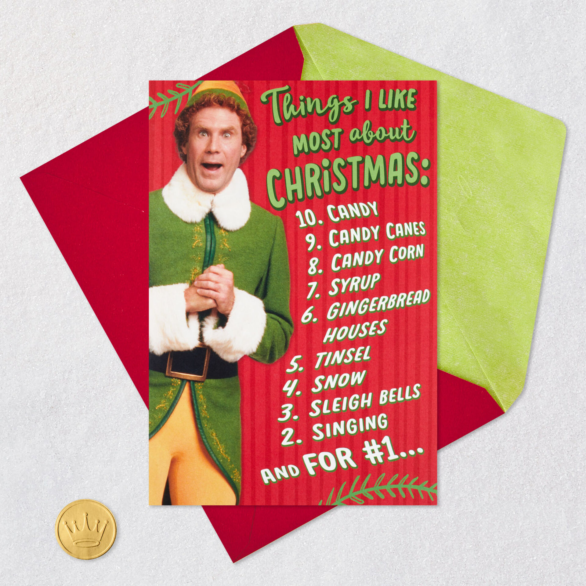 Elf Buddy the Elf™ Things I Like Most Musical Pop-Up Christmas Card ...