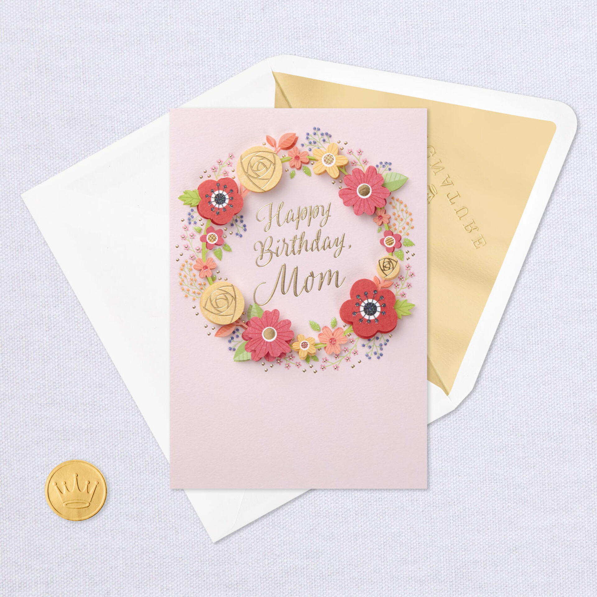 Paper Flower Wreath Birthday Card For Mom Greeting Cards Hallmark