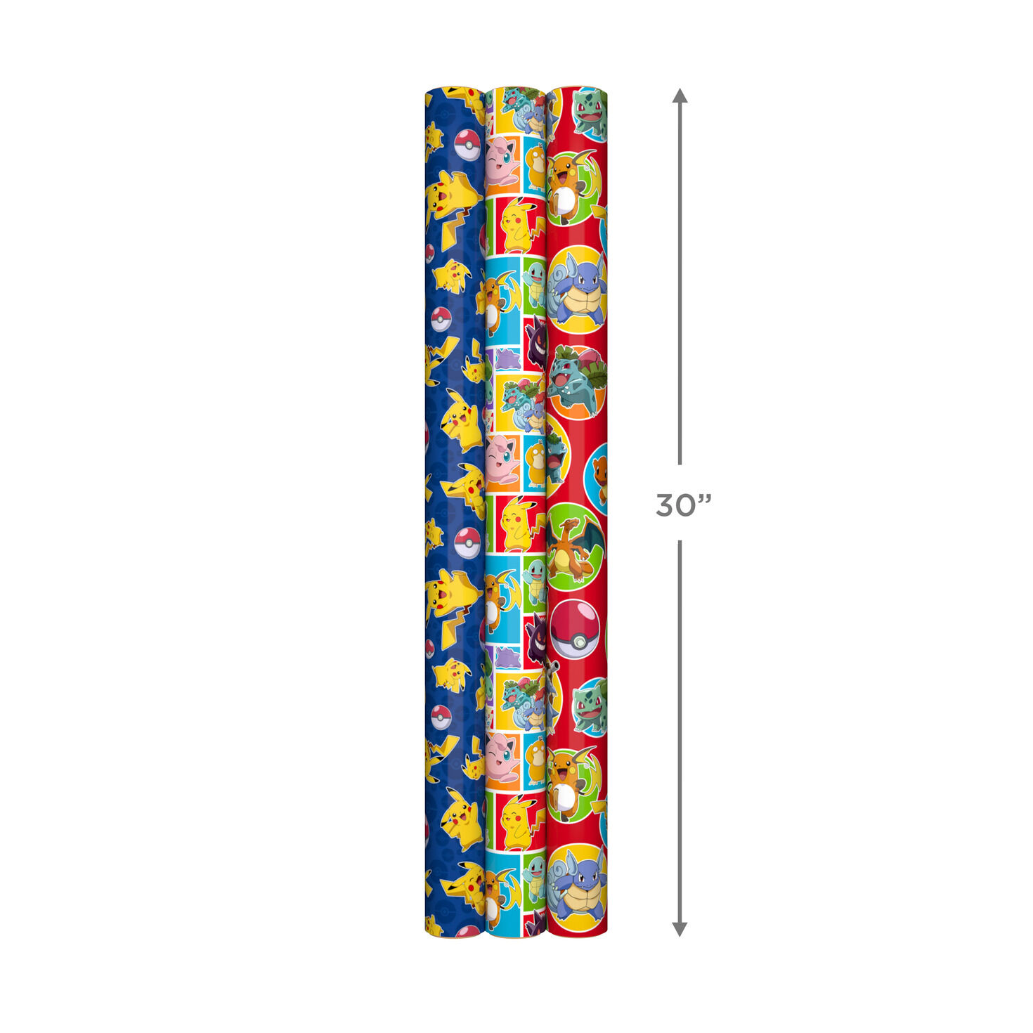 Assorted Pokémon Wrapping Paper 3-Pack, 60 sq. ft. - Wrapping Paper ...