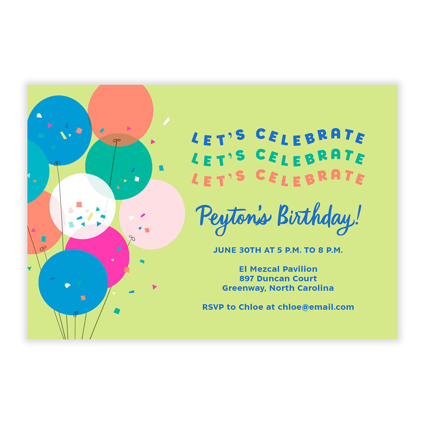 Balloons Let's Celebrate Party Invitation - Invitations | Hallmark