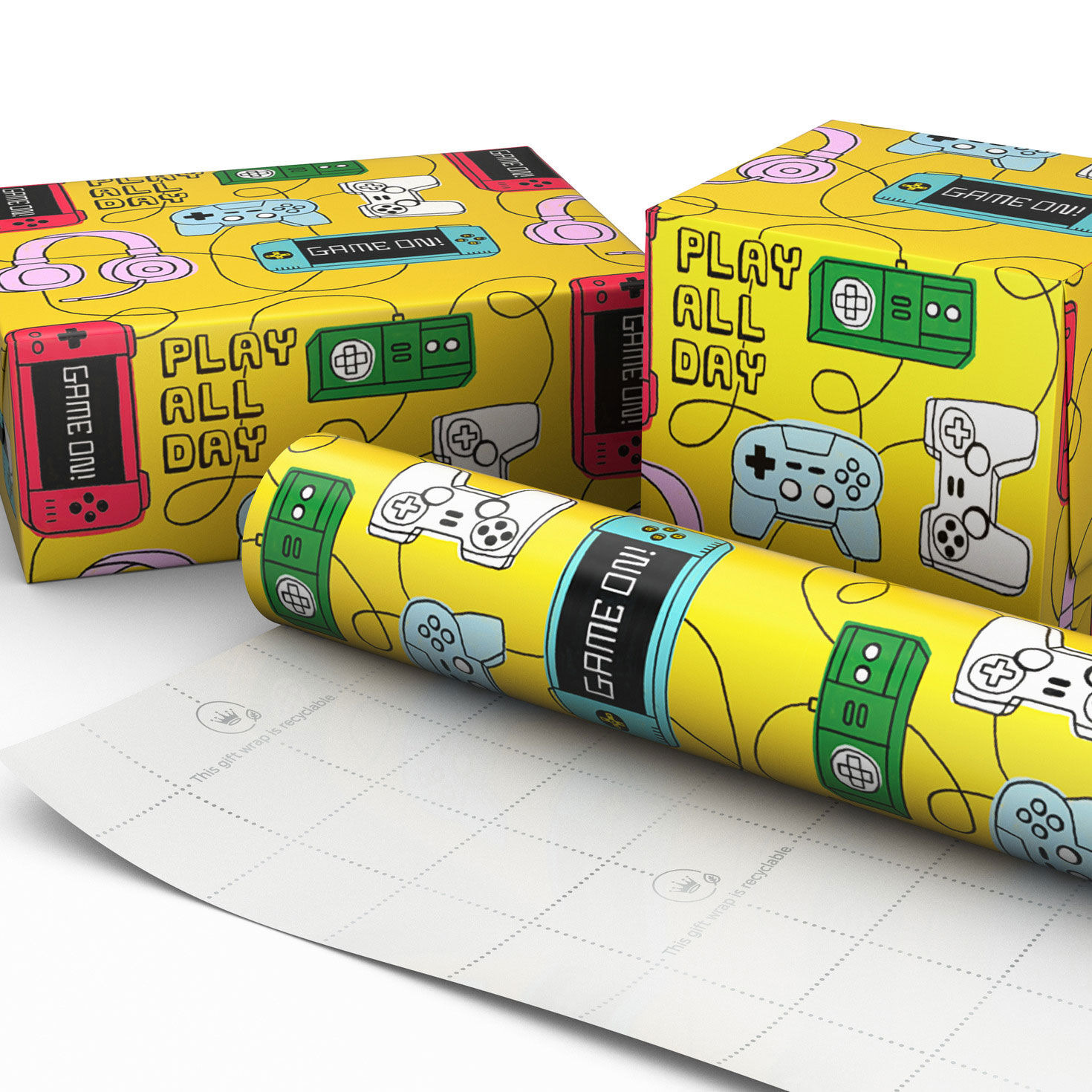 Gaming Gadgets on Yellow Wrapping Paper, 20 sq. ft. - Wrapping Paper ...