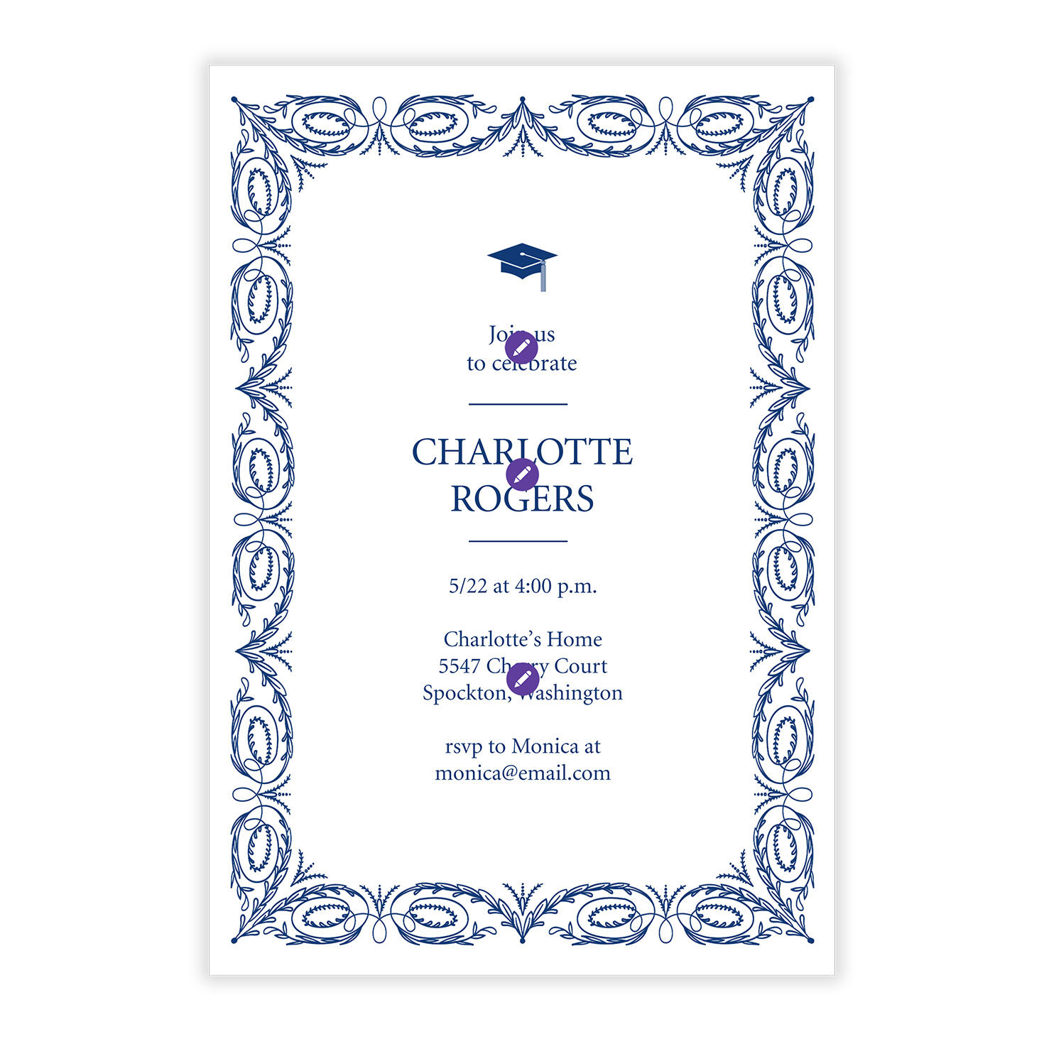 Elegant Border Graduation Invitation - Invitations | Hallmark