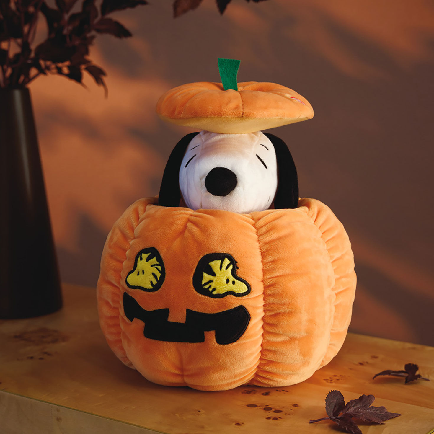 Peanuts® Snoopy Peek-a-Boo Pumpkin Plush With Sound and Motion, 9.6" - Interactive Stuffed ...