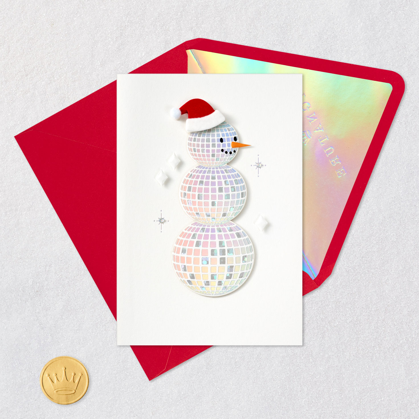 Disco Ball Santa Snowman Christmas Card - Greeting Cards | Hallmark