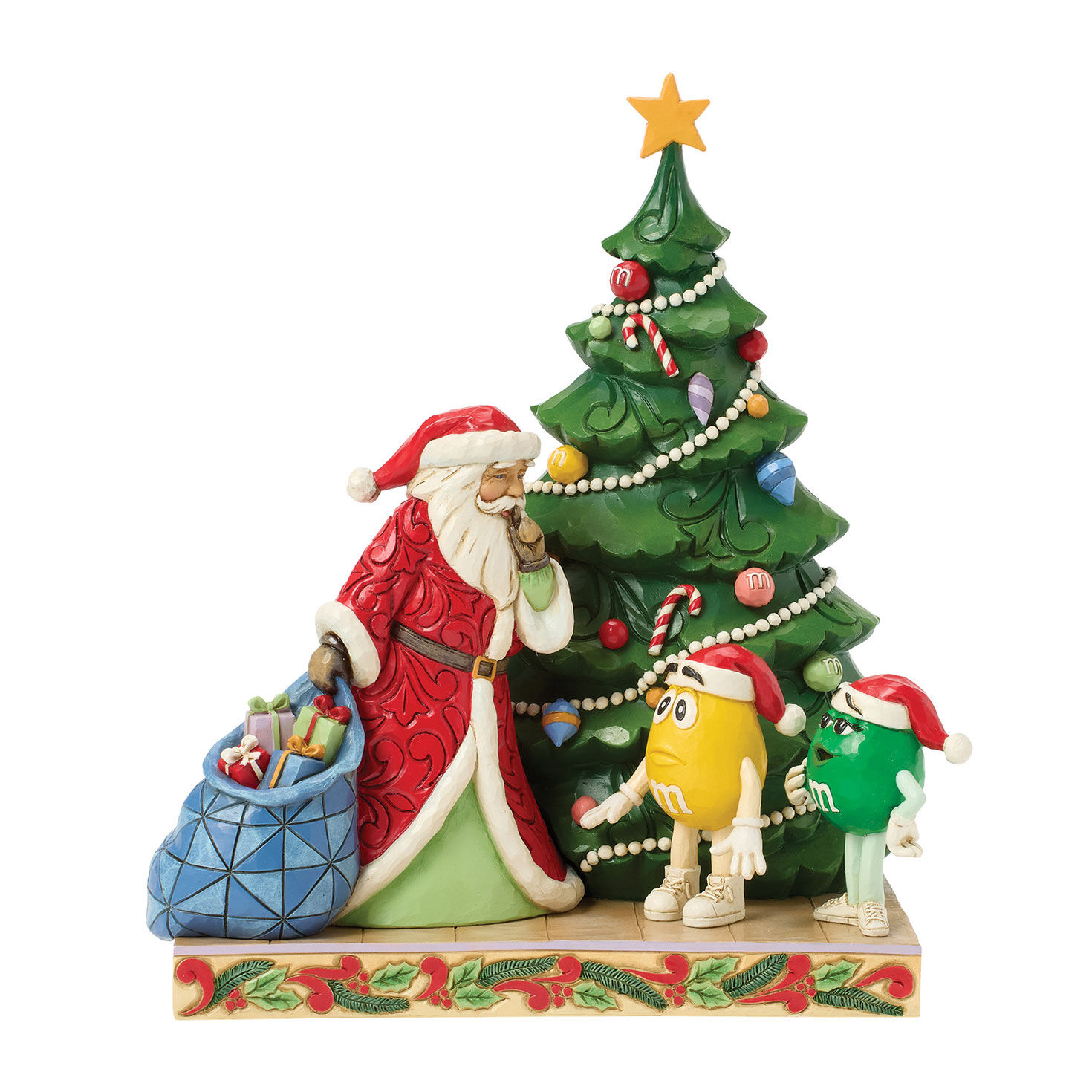 Jim Shore M&M'S Green and Yellow Characters With Santa Figurine, 8.2 ...
