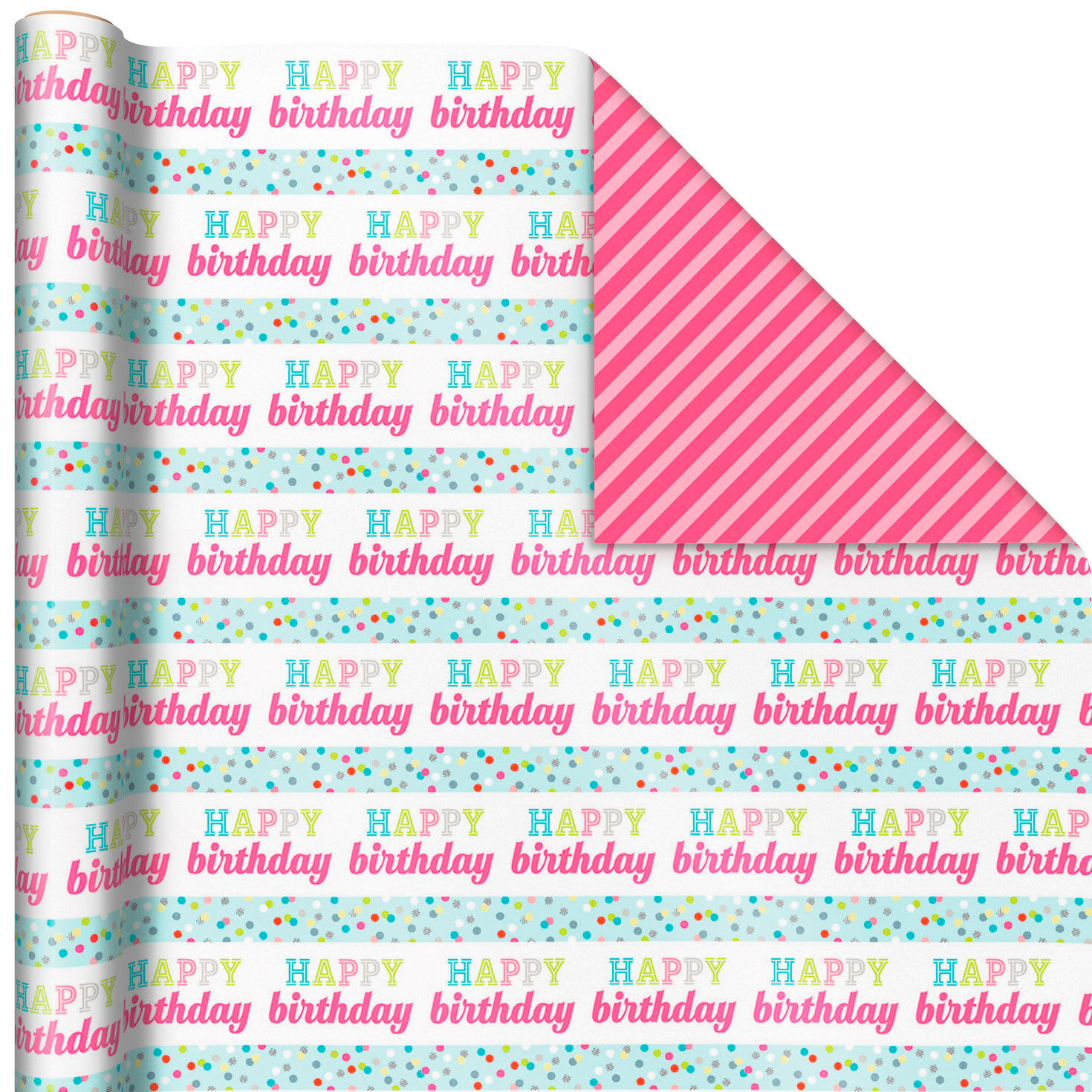 Sweet Birthday 3-Pack Reversible Wrapping Paper, 75 sq. ft. total ...