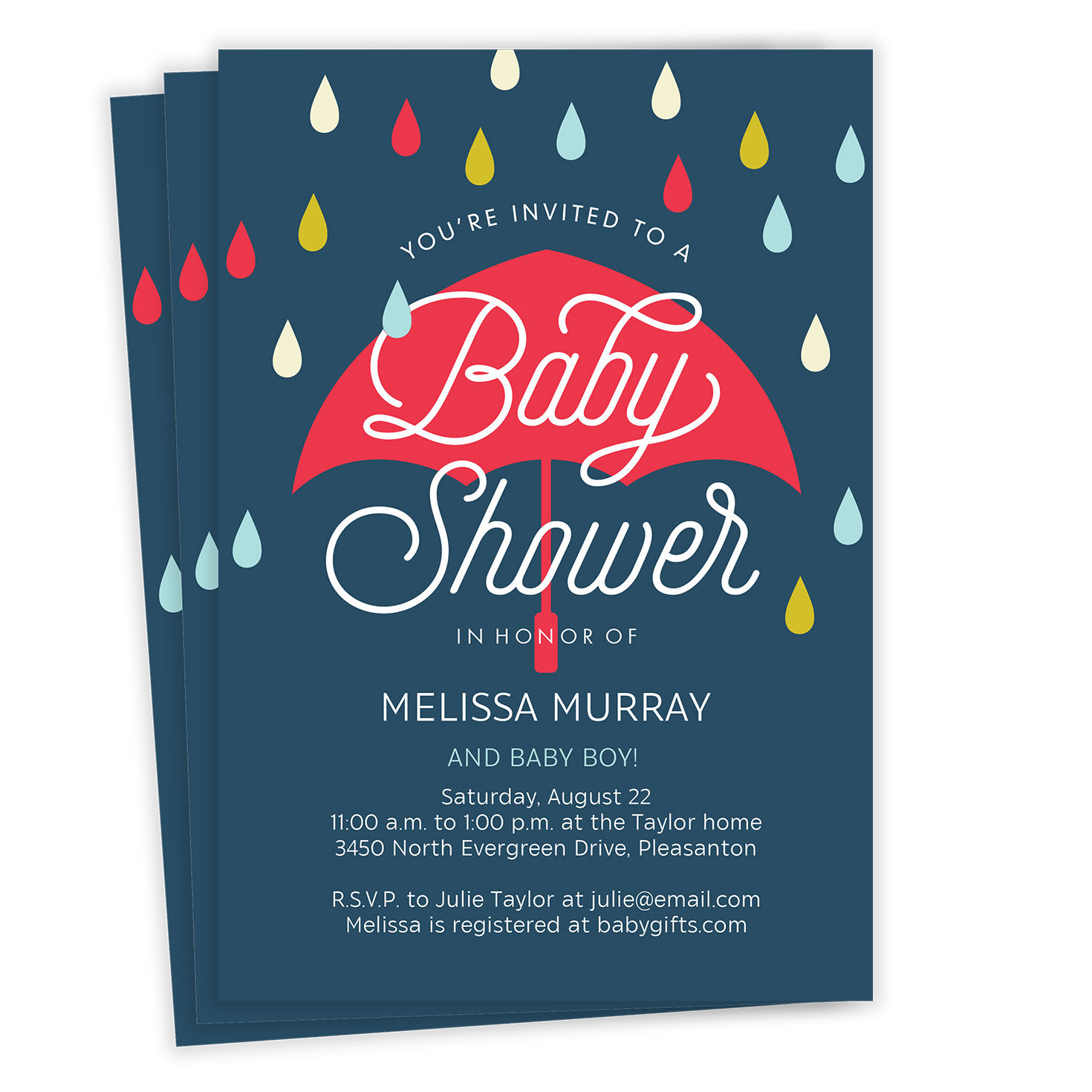 Bold Umbrella Flat Baby Shower Invitation - Invitations | Hallmark