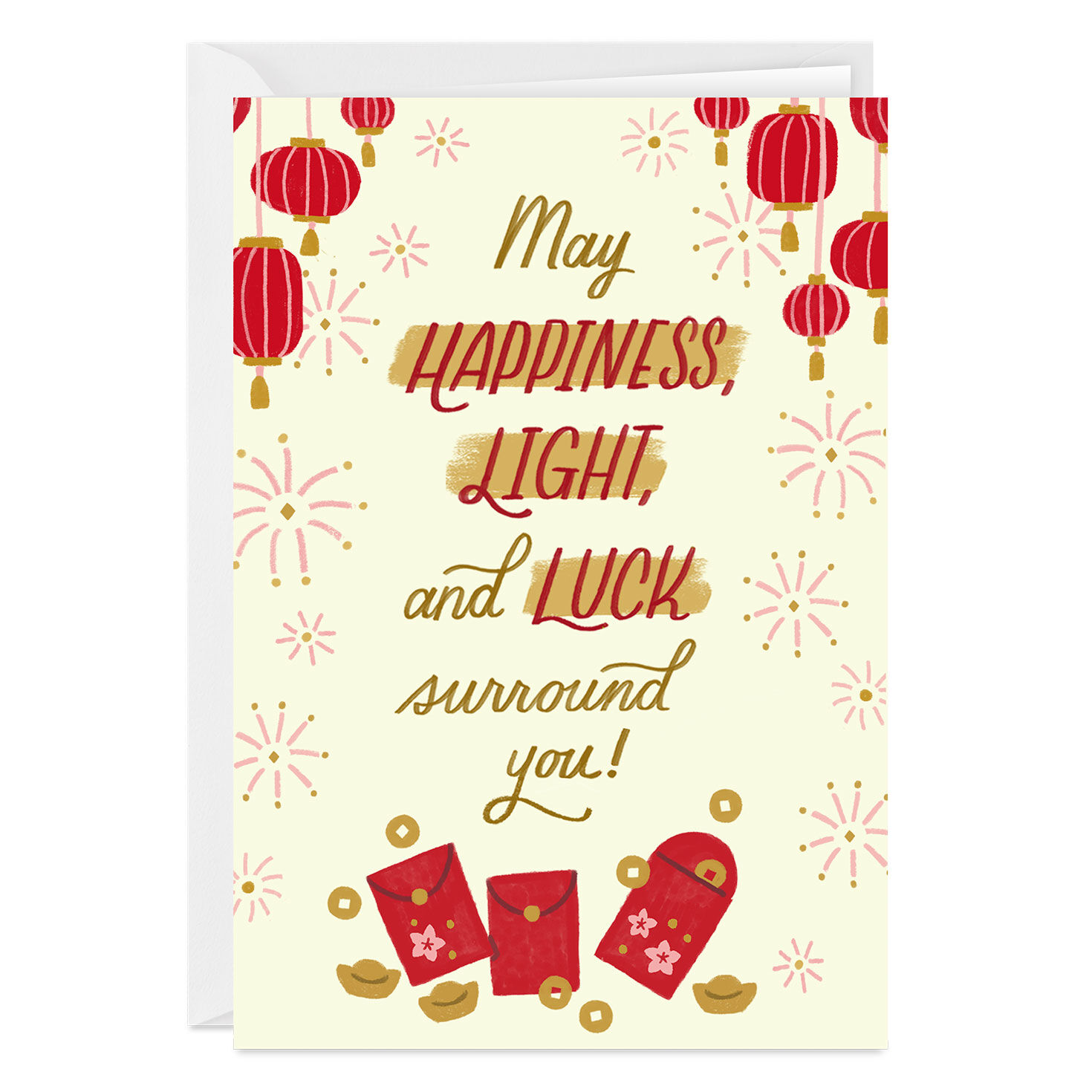 Happiness, Light and Luck Custom Lunar New Year Card - Greeting Cards ...