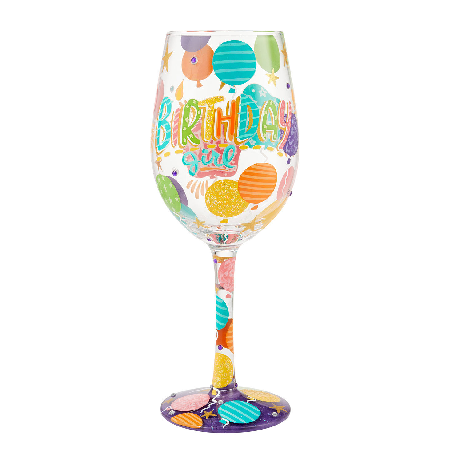 Lolita Birthday Girl Handpainted Wine Glass, 15 oz. - Wine Glasses ...
