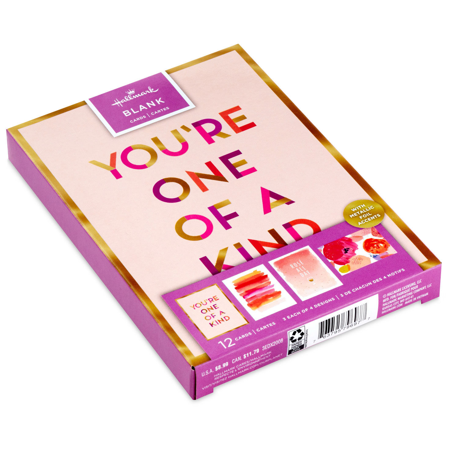 Pretty Pink and Gold Boxed Blank Cards Assortment, Pack of 12 - Boxed ...
