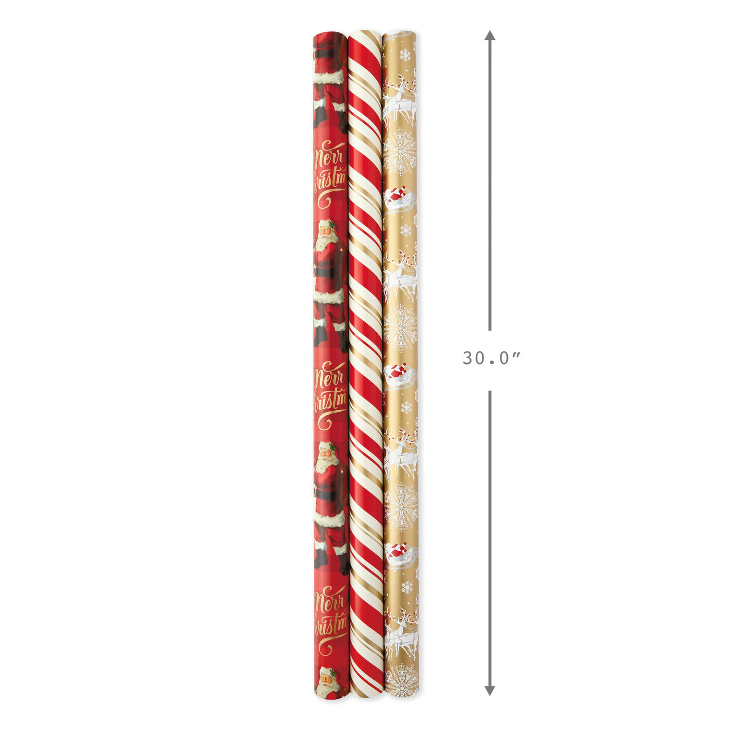 Red and Gold 3-Pack Reversible Christmas Wrapping Paper, 120 sq. ft ...
