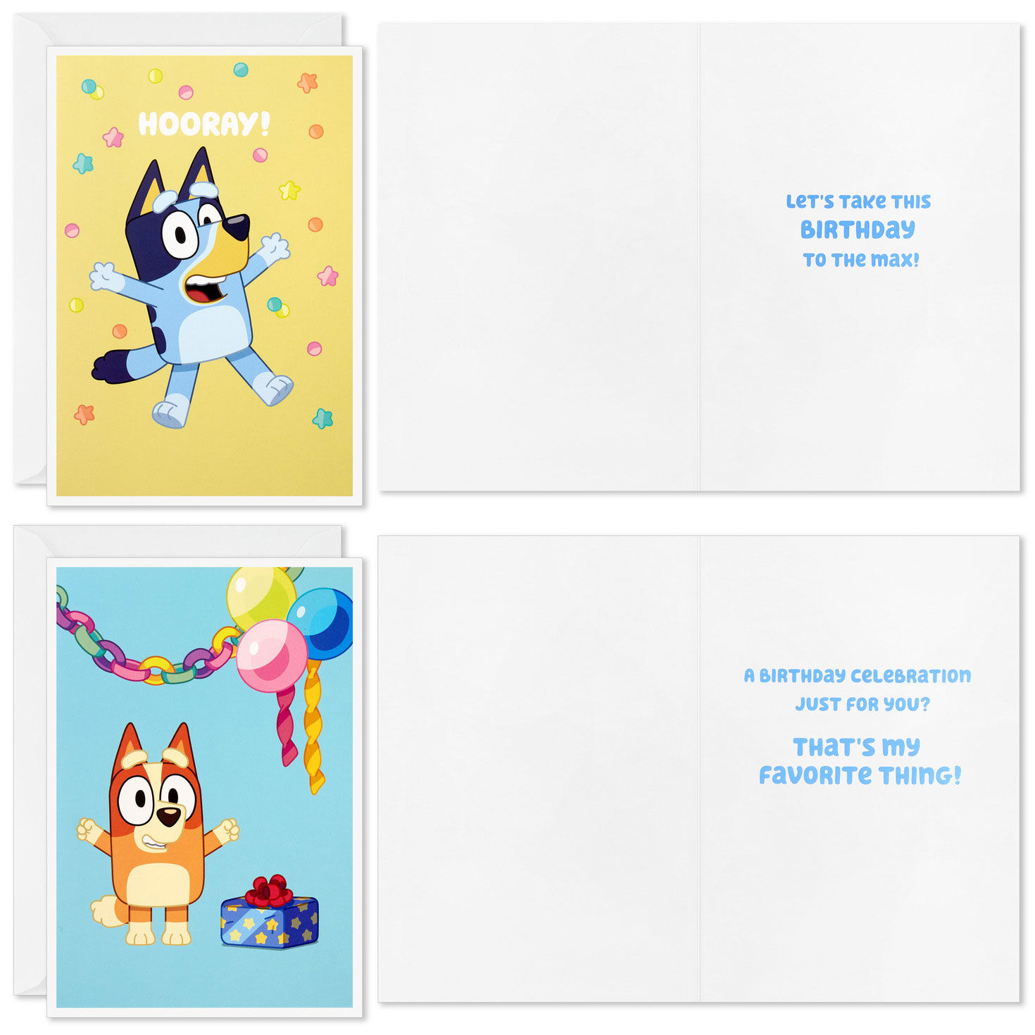 Bluey and Bingo Party Fun Assorted Birthday Cards for Kids, Pack of 16 ...