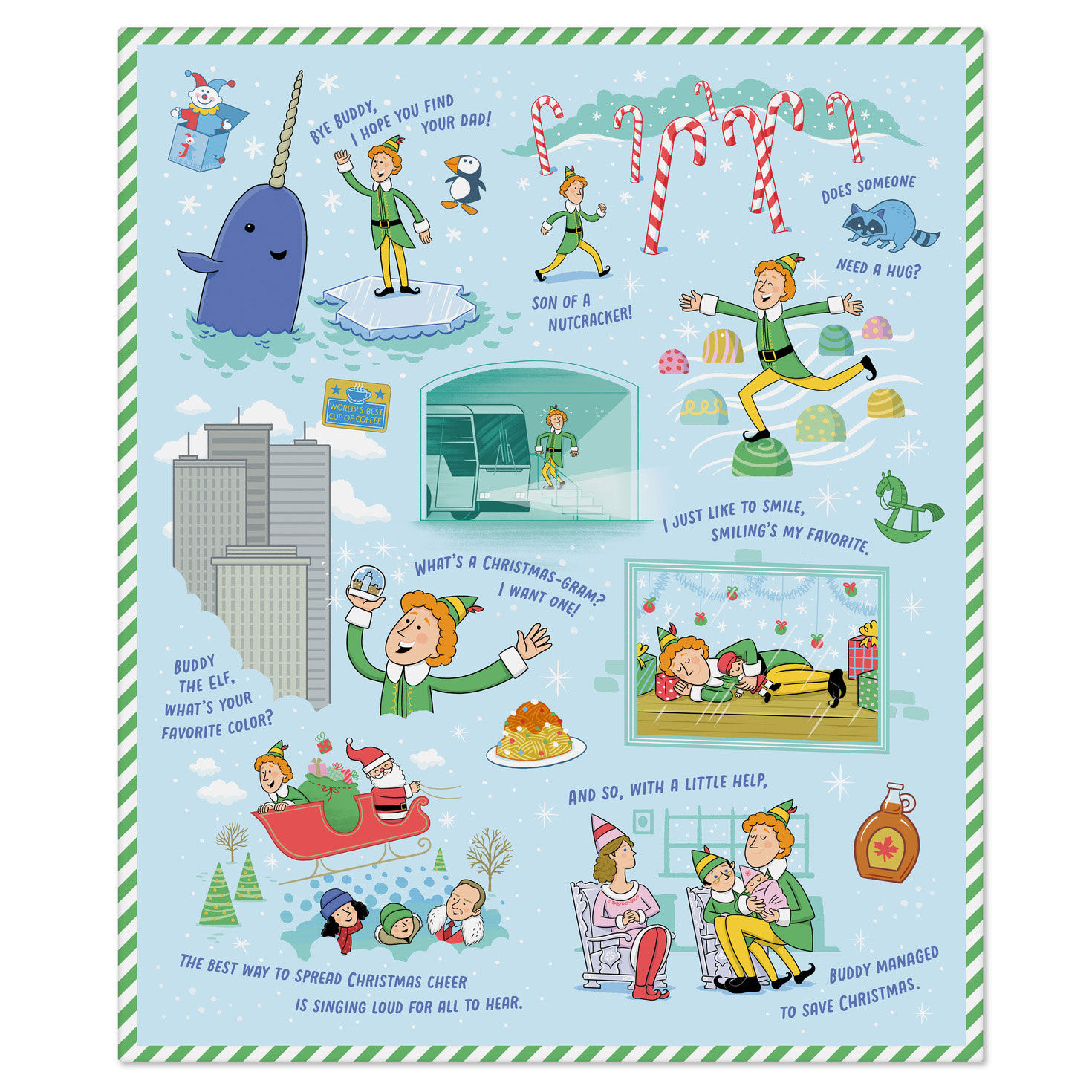 Elf Journey to New York Throw Blanket, 50x60 - Pillows & Blankets ...