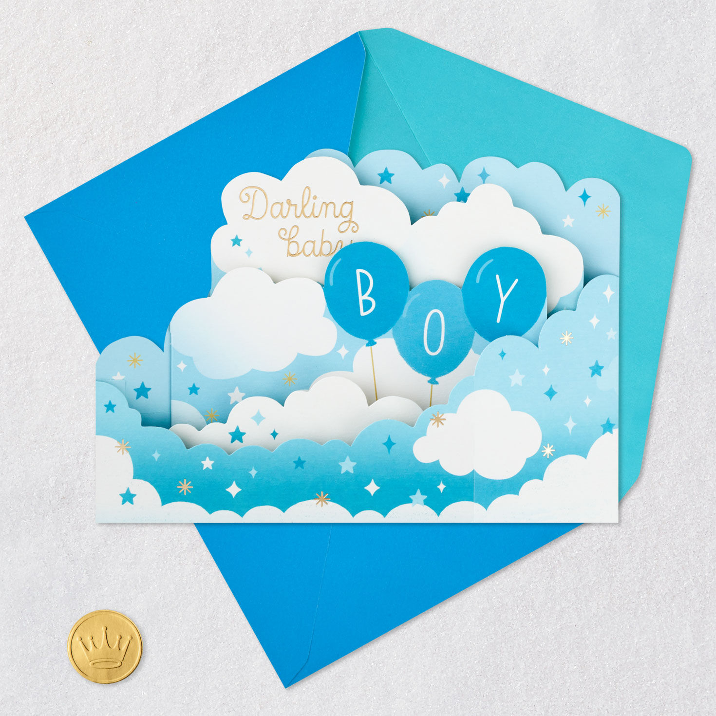 Blue Balloons 3D Pop-Up New Baby Boy Card - Greeting Cards | Hallmark