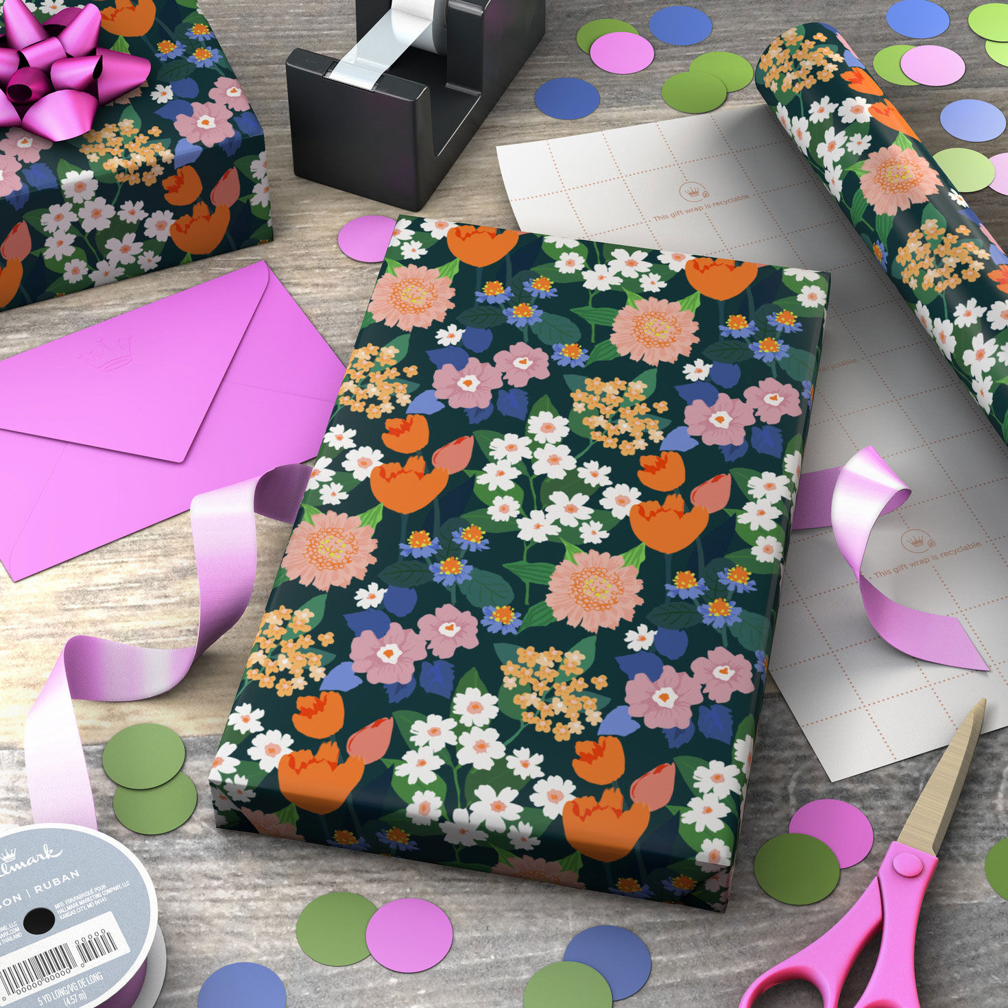 Vibrant Flowers Wrapping Paper Mini Roll, 38.8 sq. ft. - Wrapping Paper ...