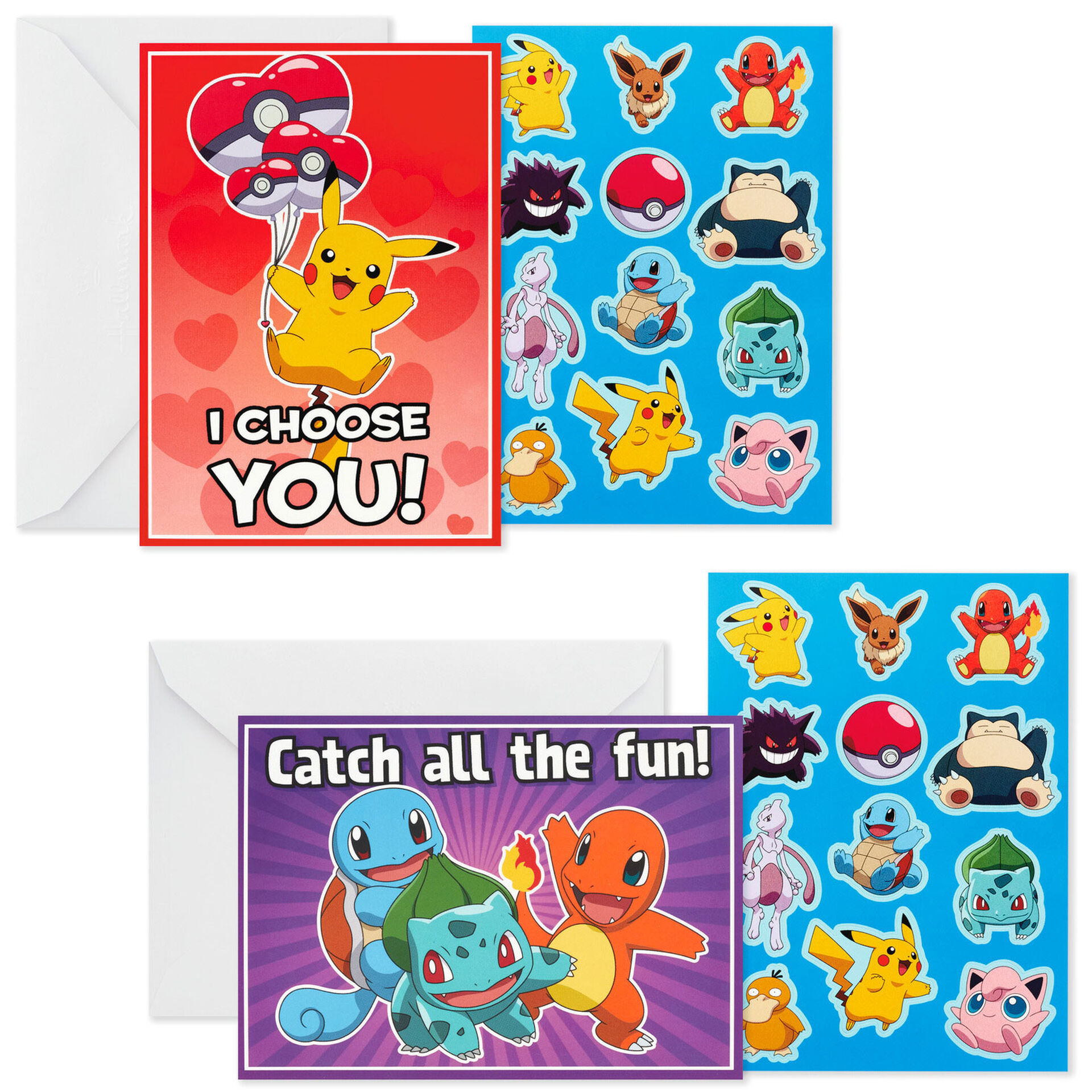 Pokémon Fun Assorted Valentine's Day Cards With Stickers, Pack of 24 ...