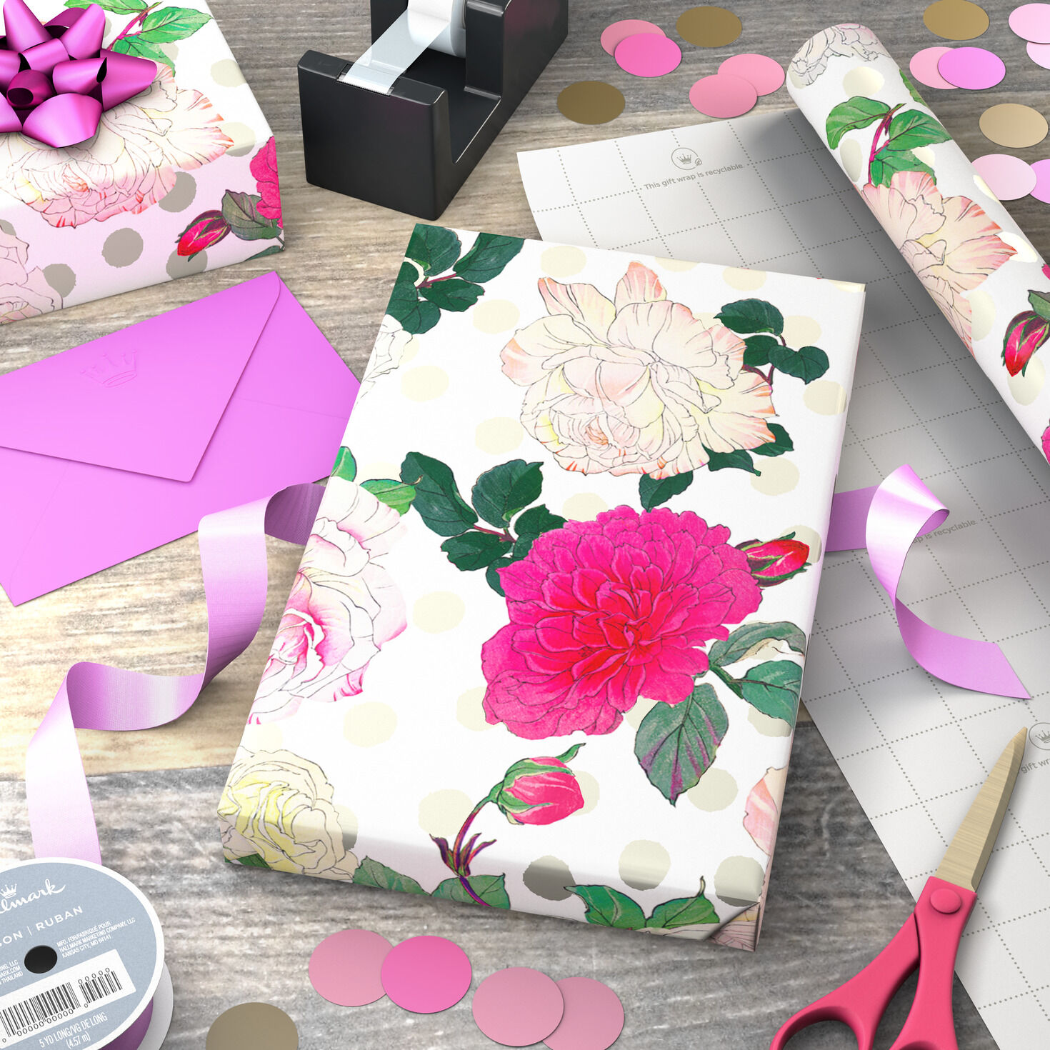 Illustrated Roses Wrapping Paper, 20 sq. ft. - Wrapping Paper | Hallmark