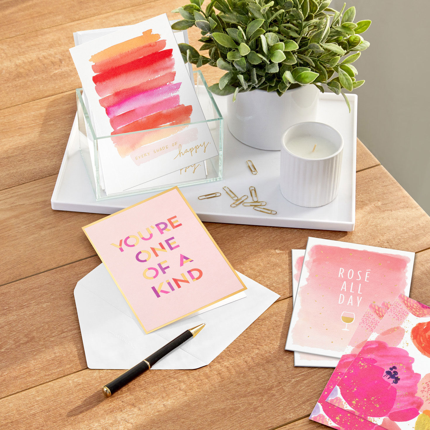 Pretty Pink and Gold Boxed Blank Cards Assortment, Pack of 12 - Boxed ...