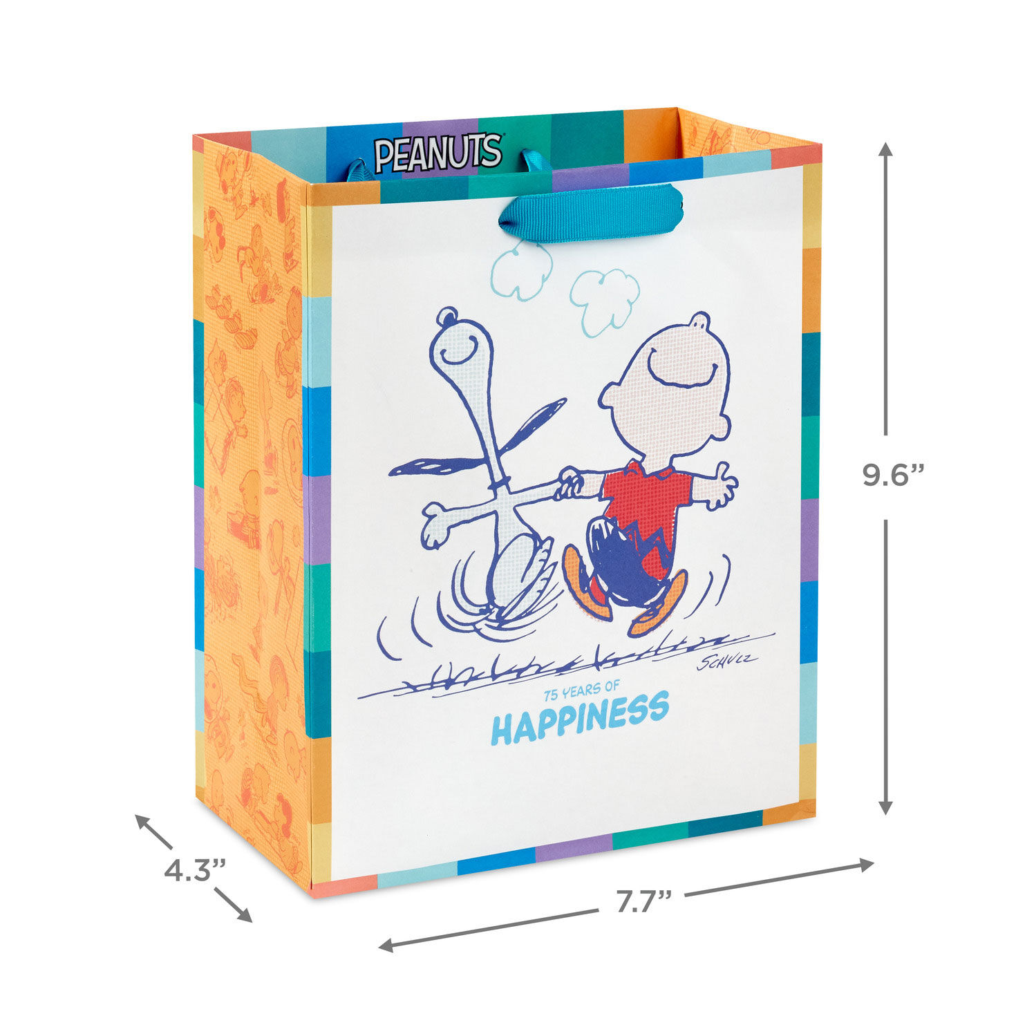 9.6" Peanuts® 75th Anniversary Happy Dance Medium Gift Bag - Gift Bags ...