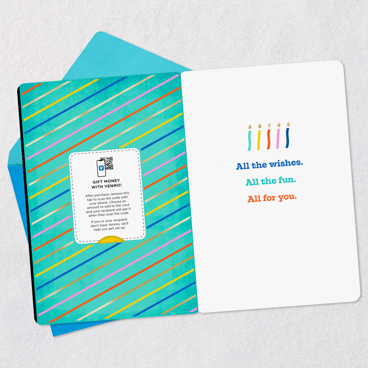 All the Wishes Colorful Candles Venmo Birthday Card - Greeting Cards ...