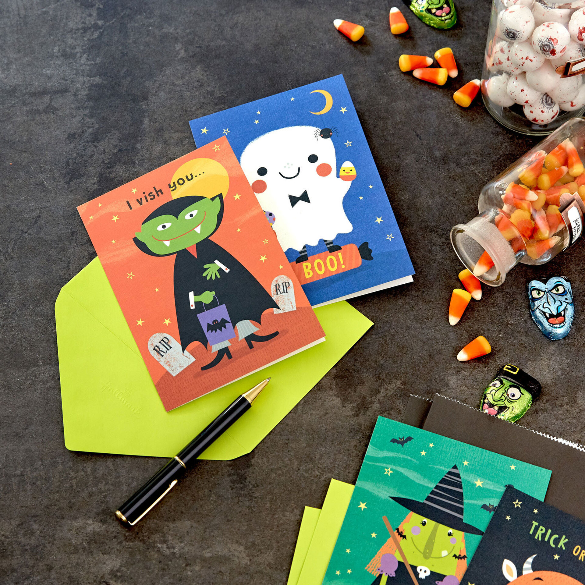 Glow in the Dark Boxed Halloween Cards Assortment, Pack of 16 - Boxed ...