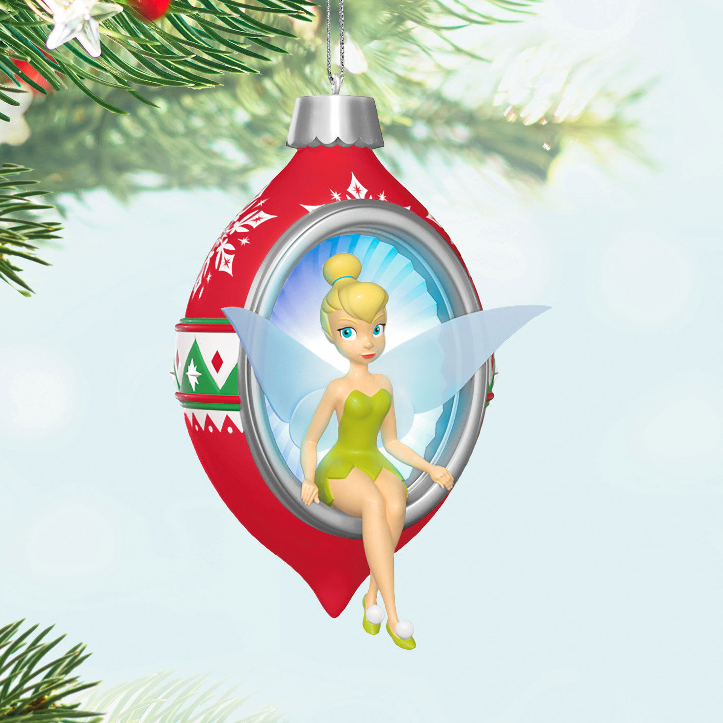 Disney Tinker Bell Trimming the Tree With Tink Ornament With Light ...