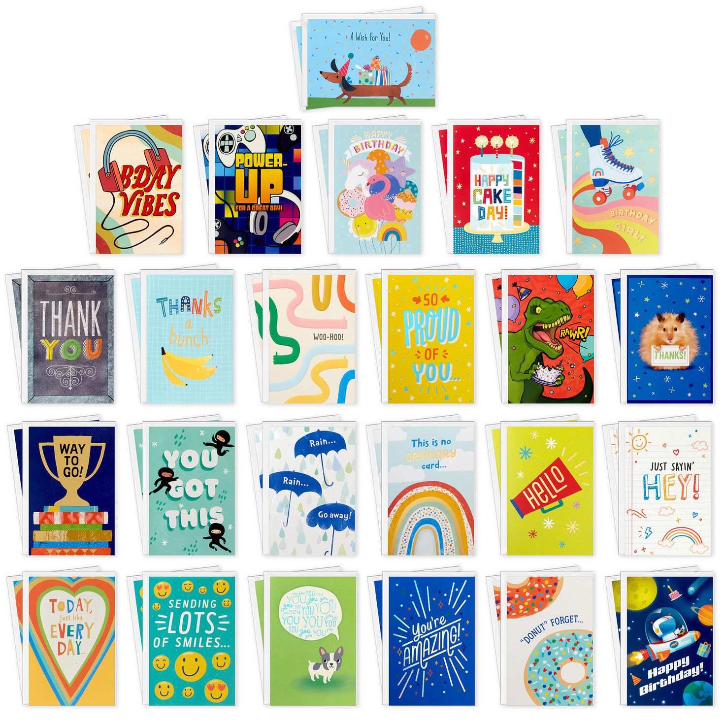 Assorted All-Occasion Kids Cards in Colorful Stripe Organizer Box, Box ...