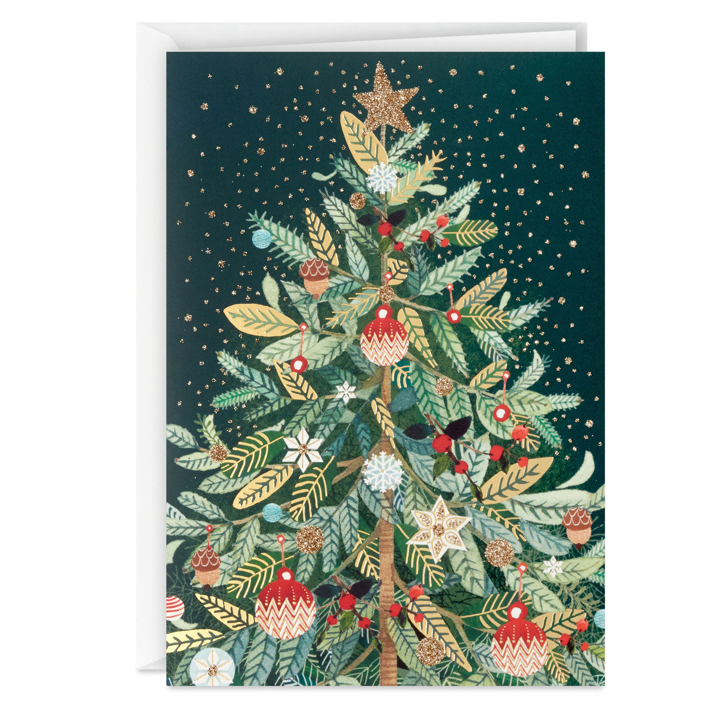 UNICEF Spruce Tree on Black Boxed Christmas Cards, Pack of 20 - Boxed ...