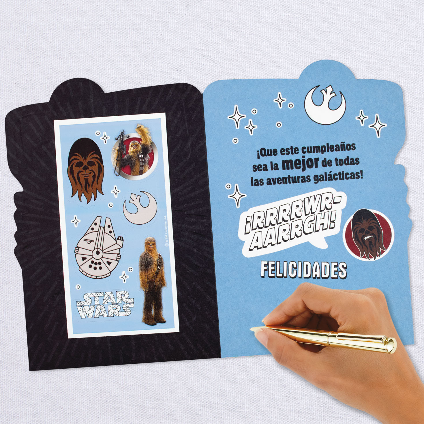 Star Wars™ Chewbacca™ Spanish-Language 7th Birthday Card With Stickers ...