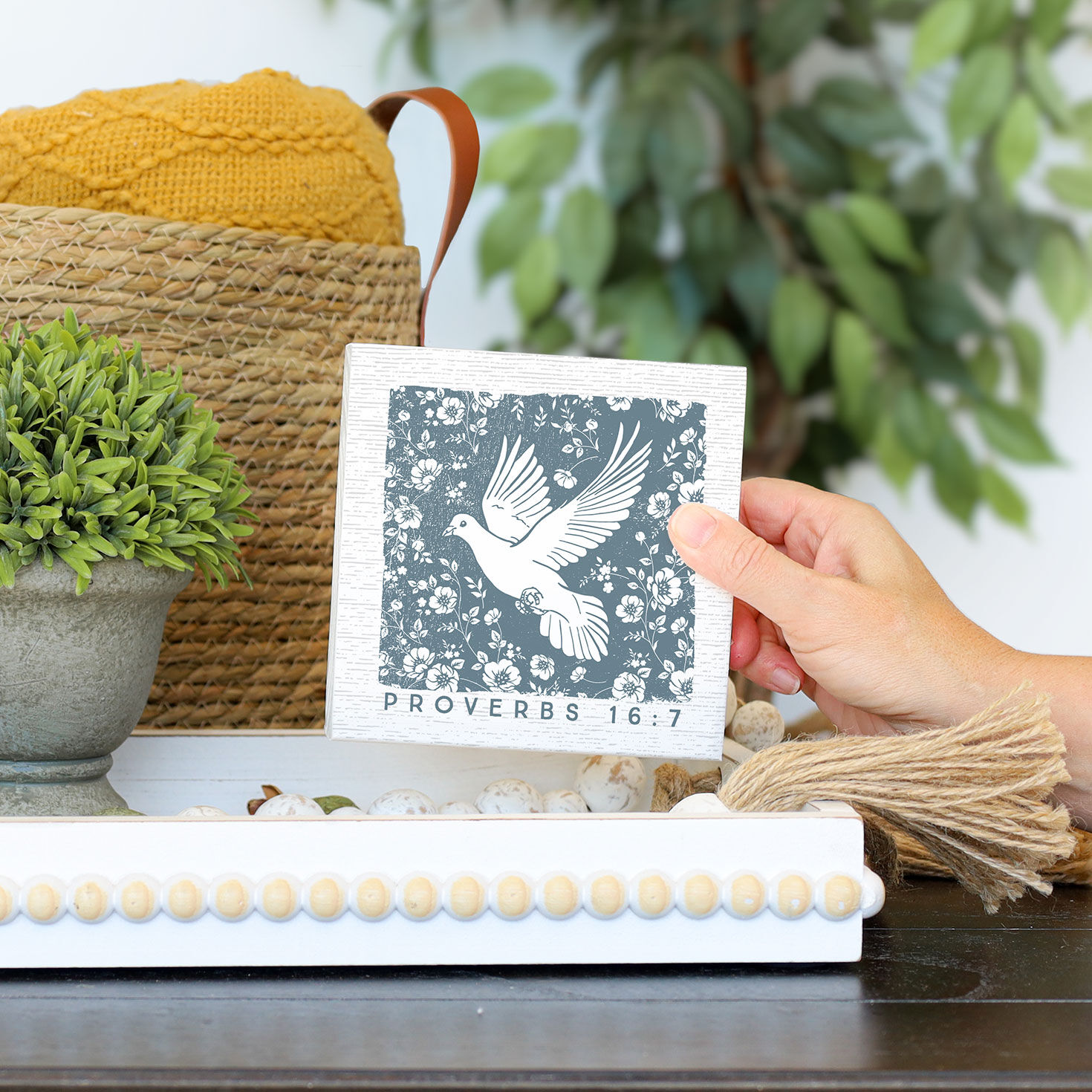 Sincere Surroundings Proverbs Dove Wood Block Sign - Plaques & Signs ...