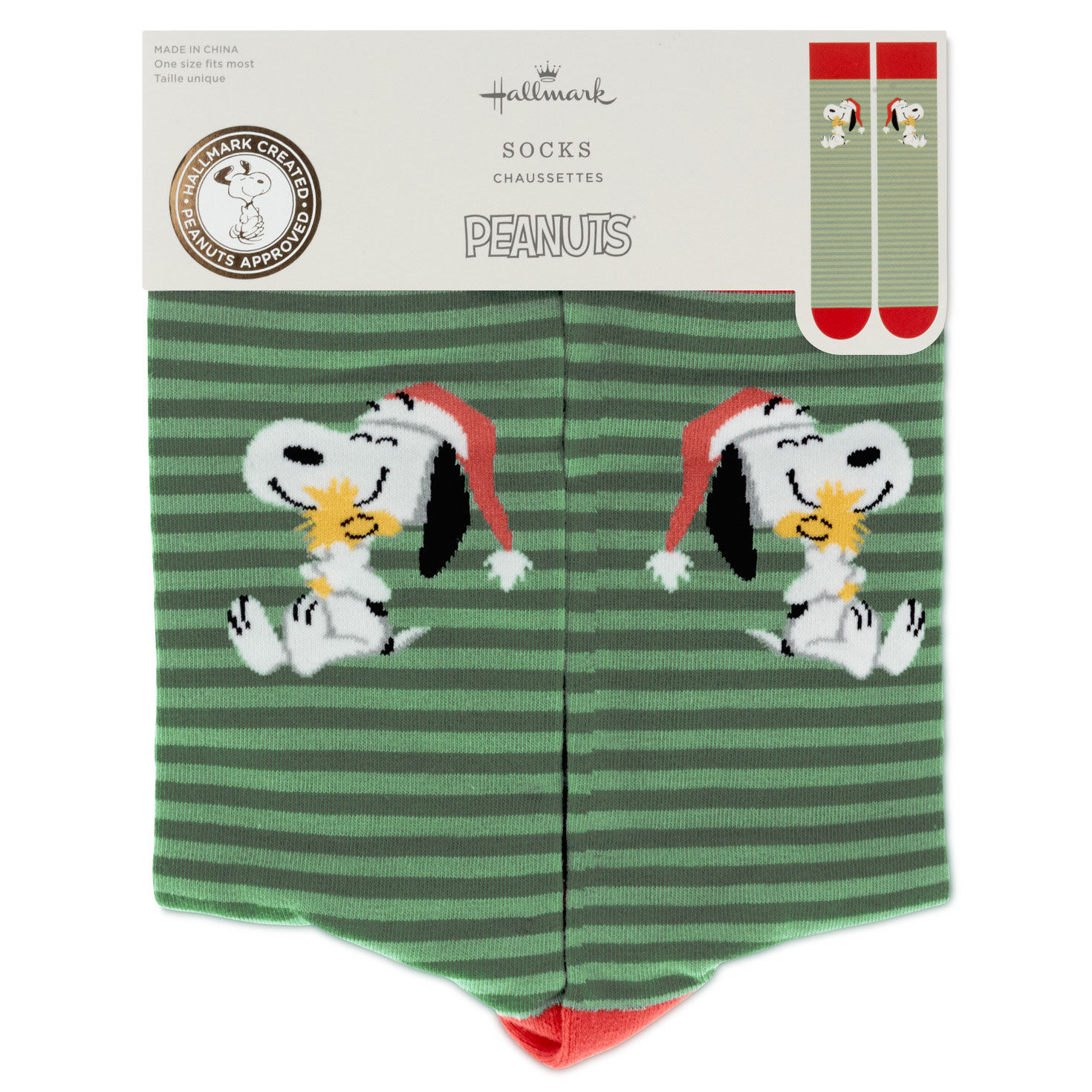 Peanuts® Santa Snoopy and Woodstock Crew Socks - Socks & Slippers ...