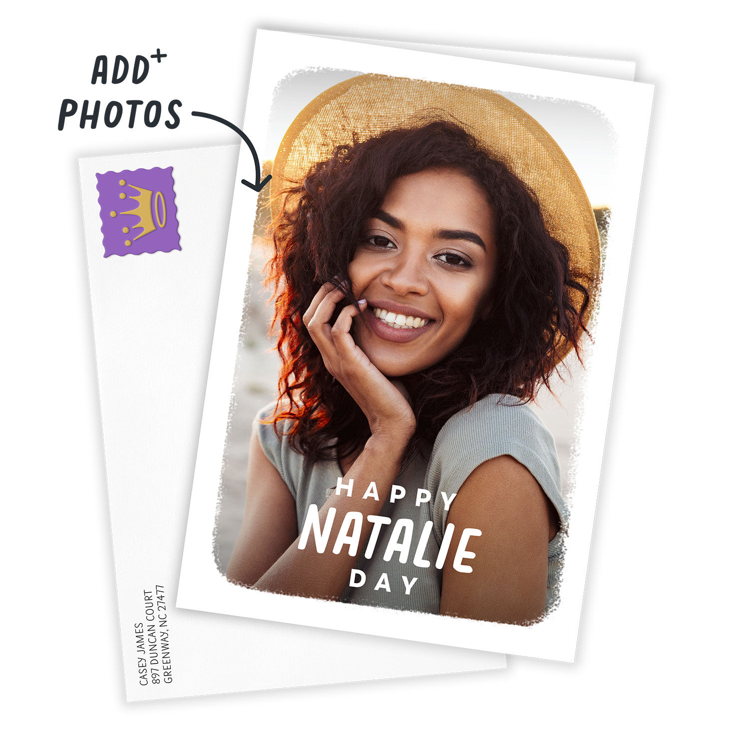 Personalized White Outline Any Occasion Photo Card - Greeting Cards ...