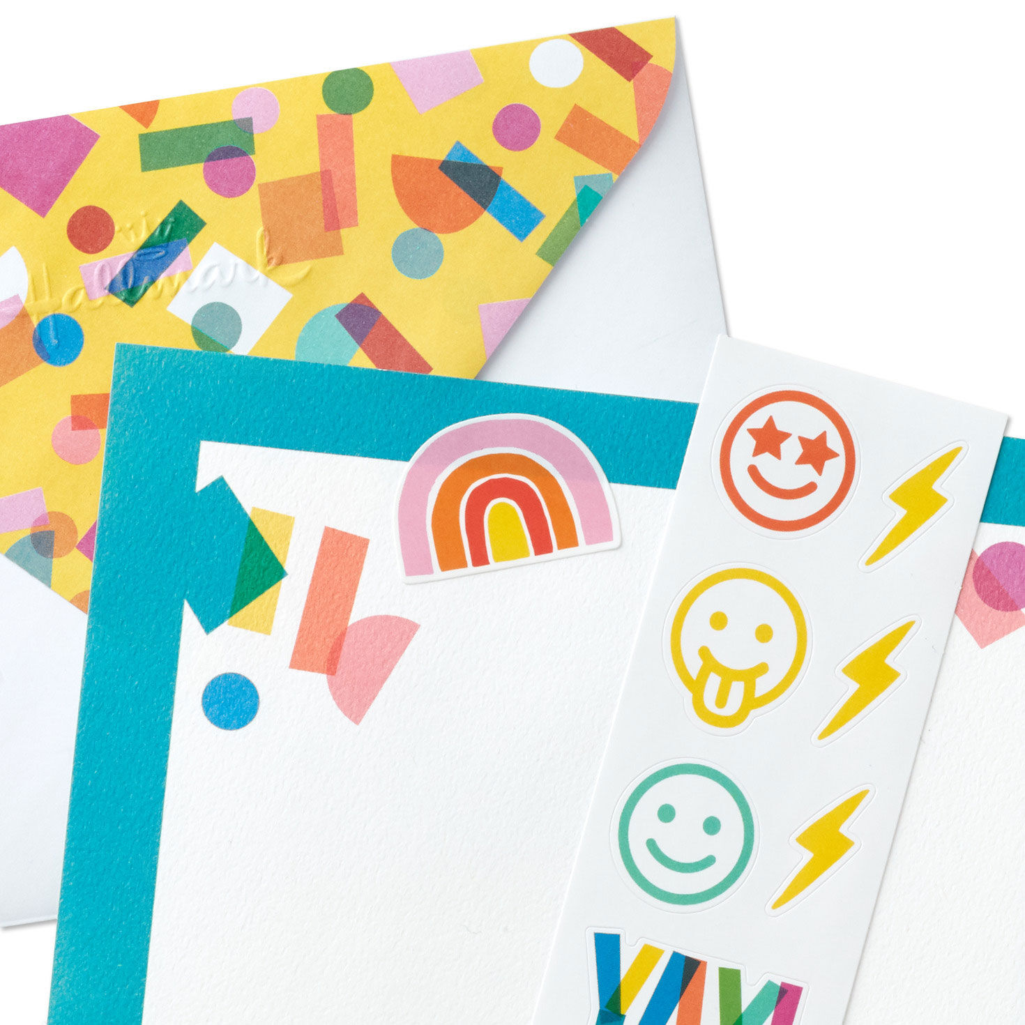 Confetti Collage Stationery Set With Stickers, Pack of 40 - Note Cards ...