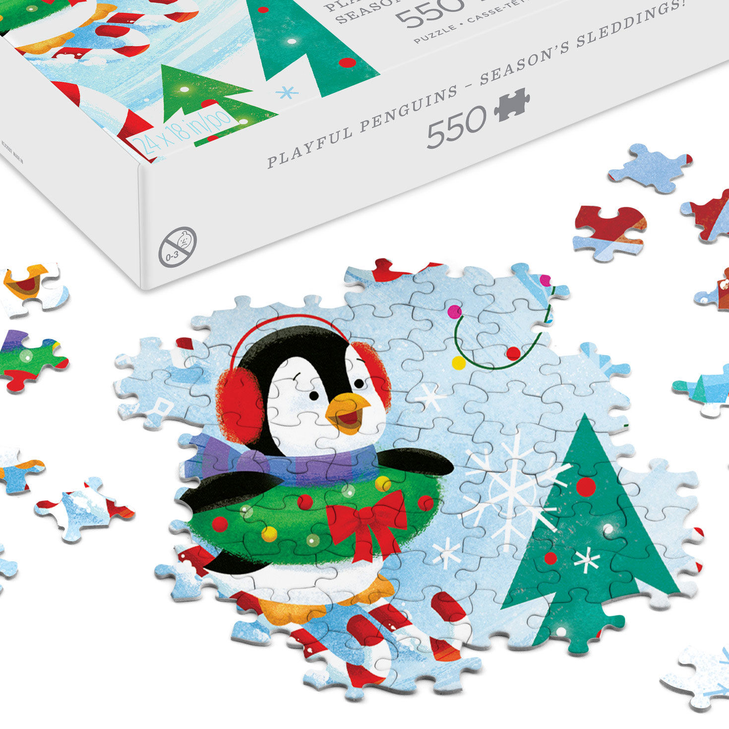 Playful Penguins Season's Sleddings 550-Piece Jigsaw Puzzle - Puzzles ...