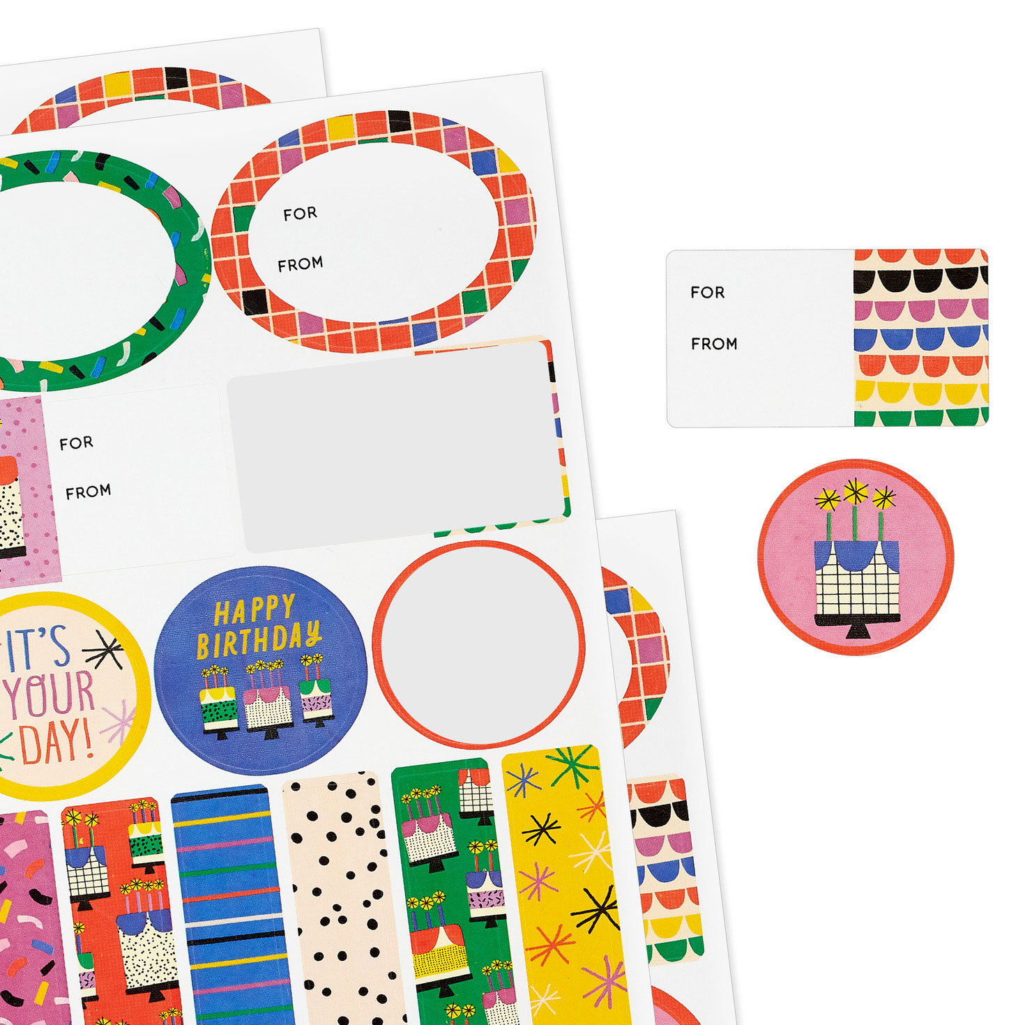 Vanilla-Scented Colorful Birthday Gift Tags and Stickers, 3 sheets ...