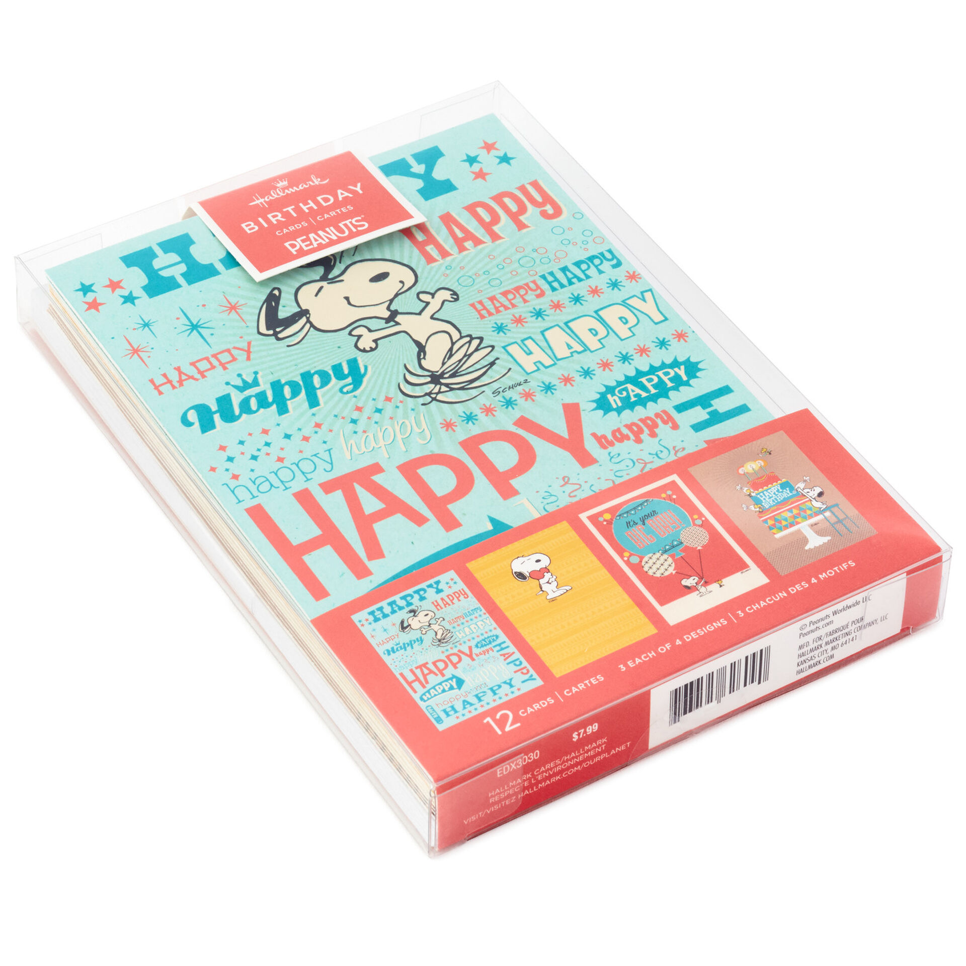 Peanuts® Snoopy Assorted Birthday Cards, Pack of 12 - Boxed Cards ...