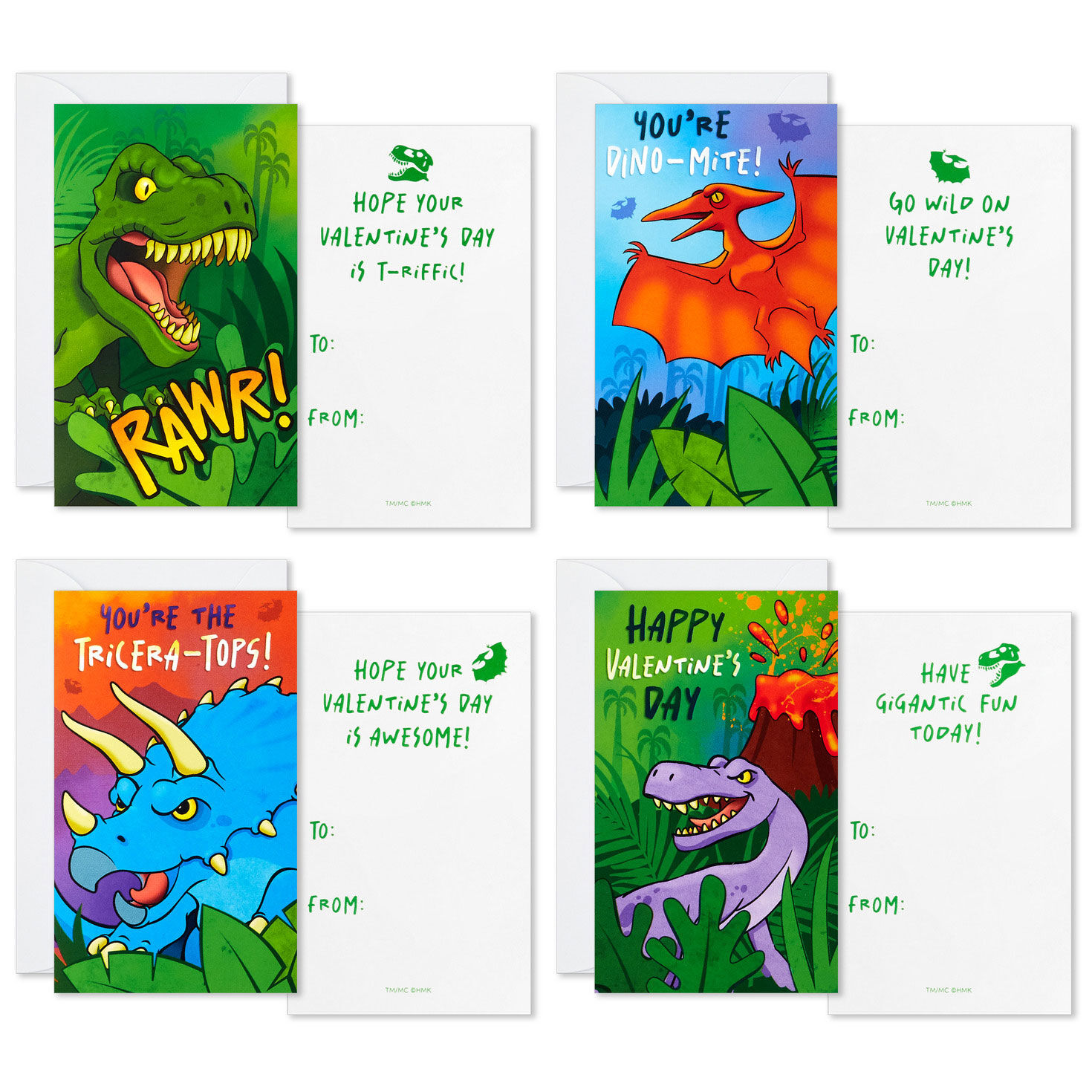 Dinosaur Rawr Kids Classroom Valentines Set With Cards, Stickers and ...