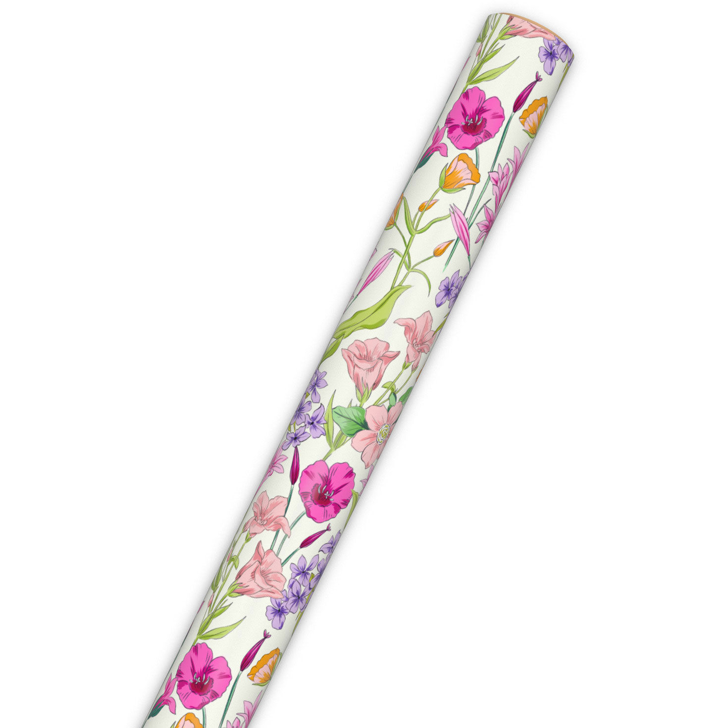 Spring Flowers on White Wrapping Paper Roll, 20 sq. ft. - Wrapping ...