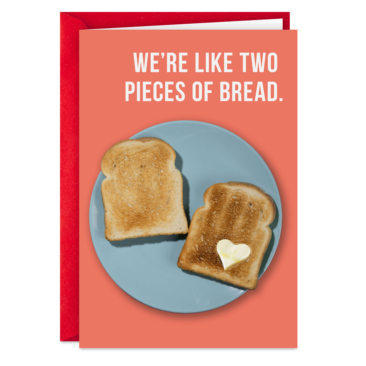 We're Like Two Pieces of Bread Romantic Funny Love Card - Greeting ...