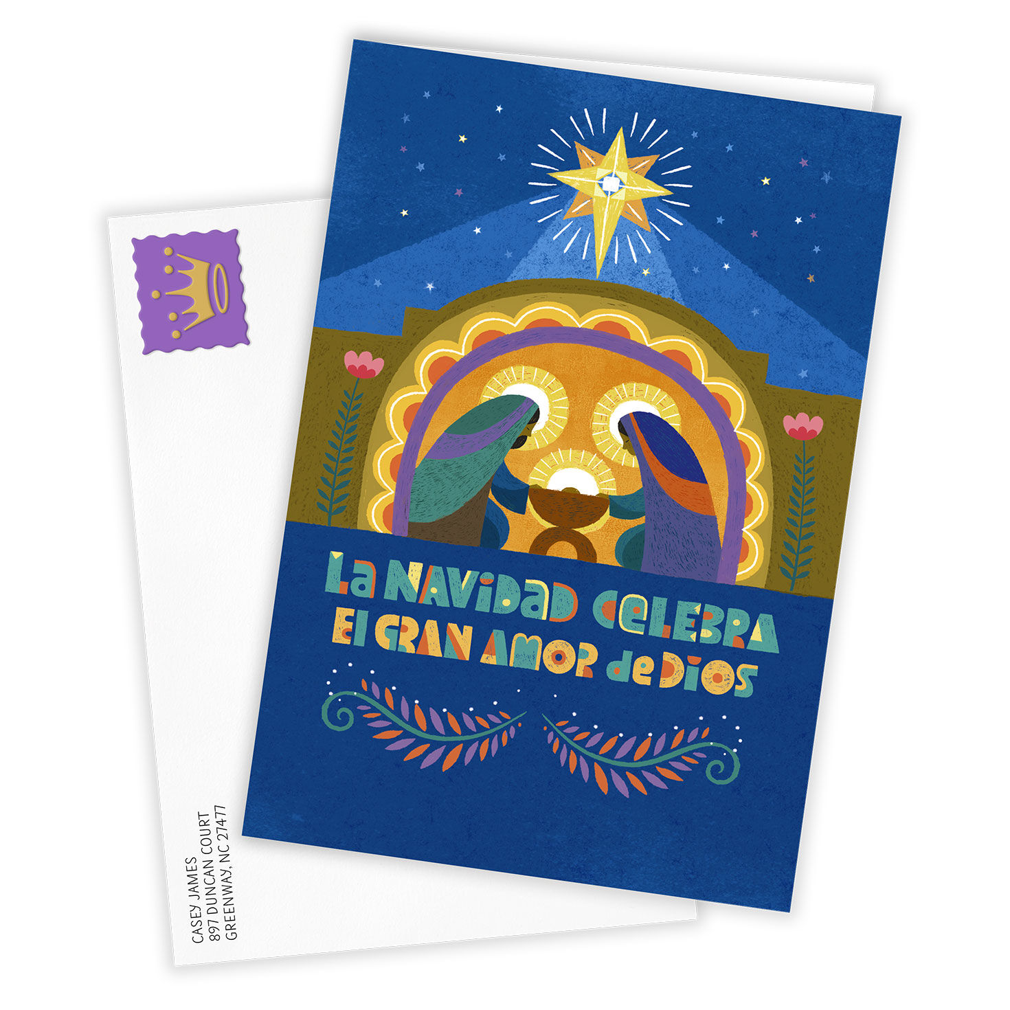 Modern Nativity Spanish-Language Religious Custom Christmas Card ...