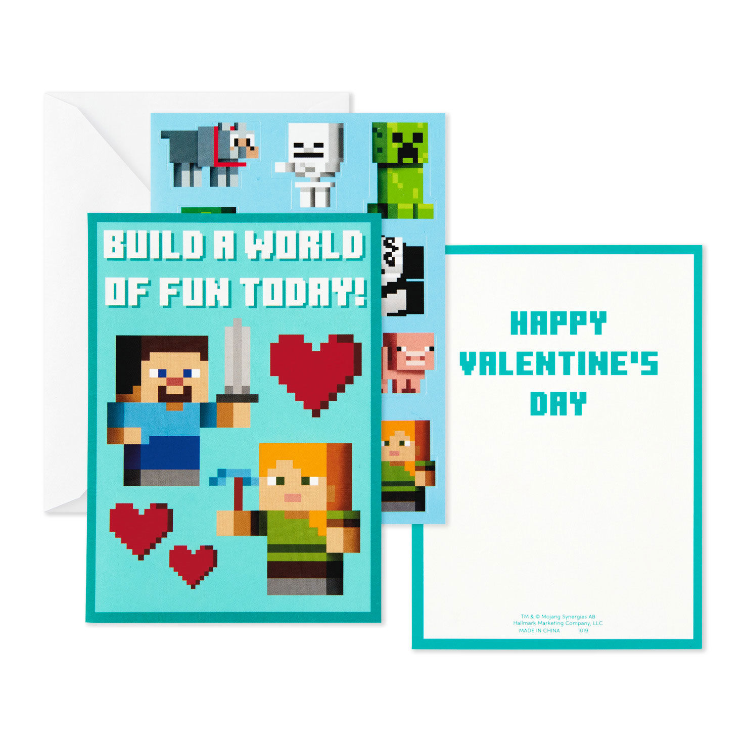 Minecraft Kids Assorted Valentines With Stickers, Pack of 24 - Boxed ...